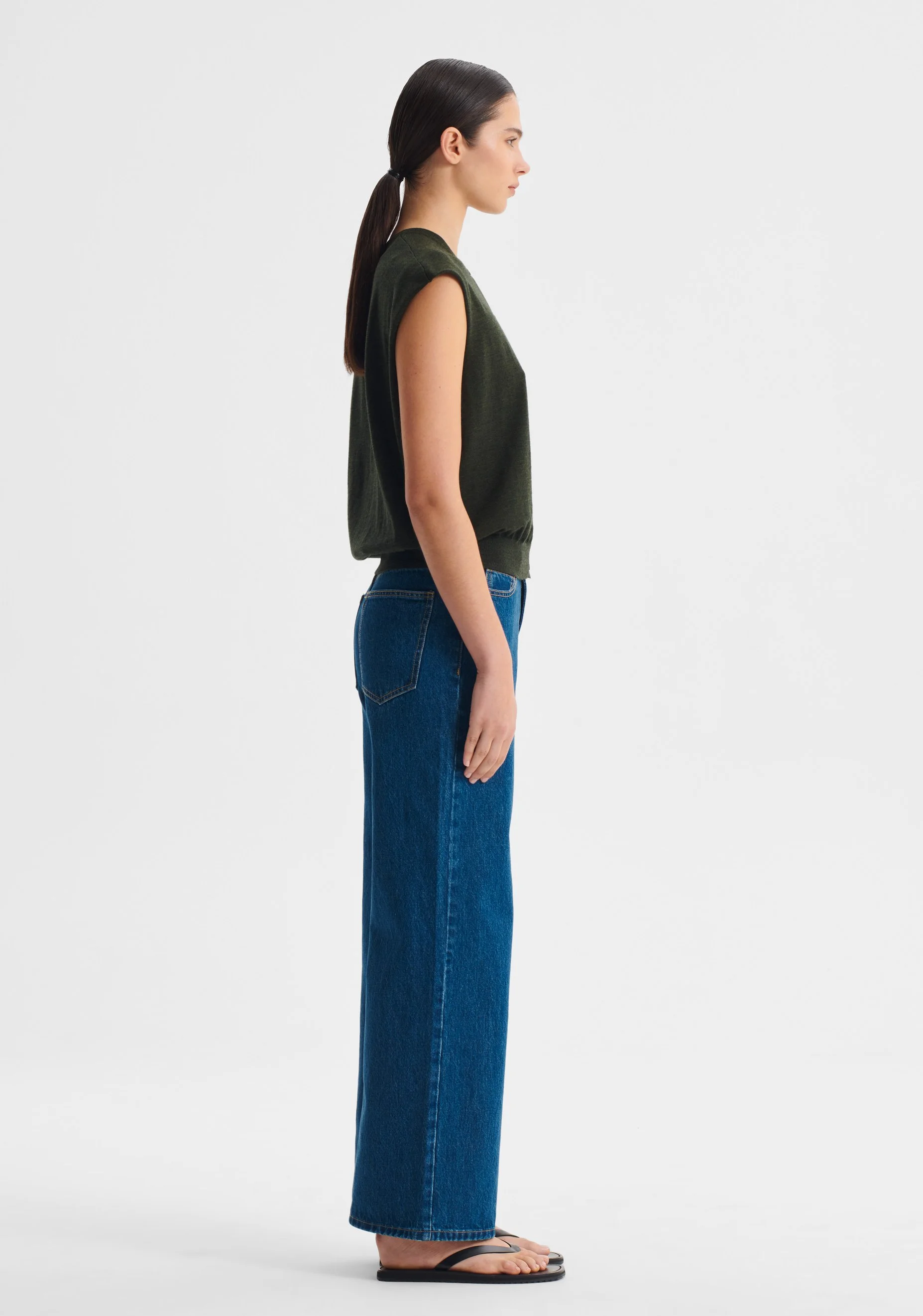 Morrison Merino River Knit Button Vest Moss — Cotton Wool | Womens And ...