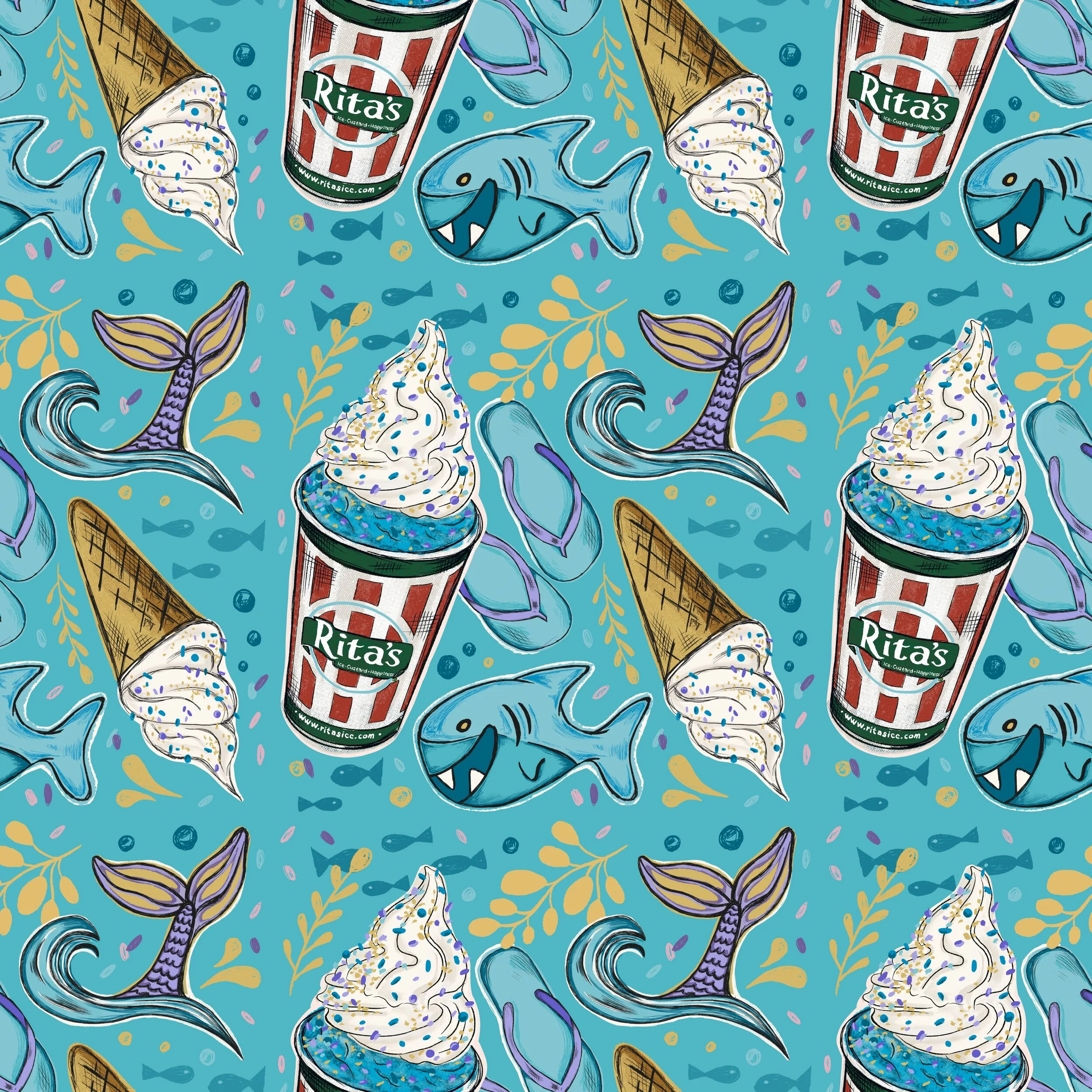 Rita's Italian Ice Illustration and Pattern Design for Summer Splash Ad ...