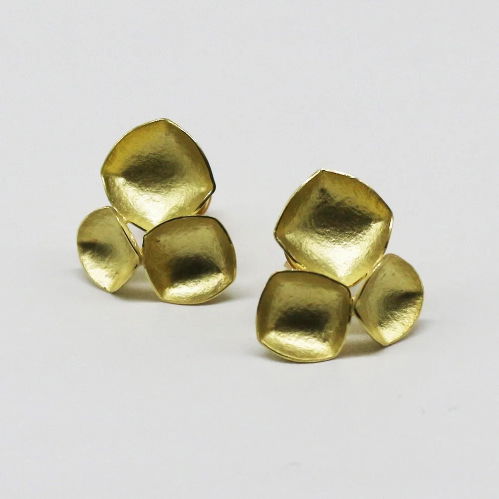 faceted 3 elements gold earrings — kayo saito jewellery