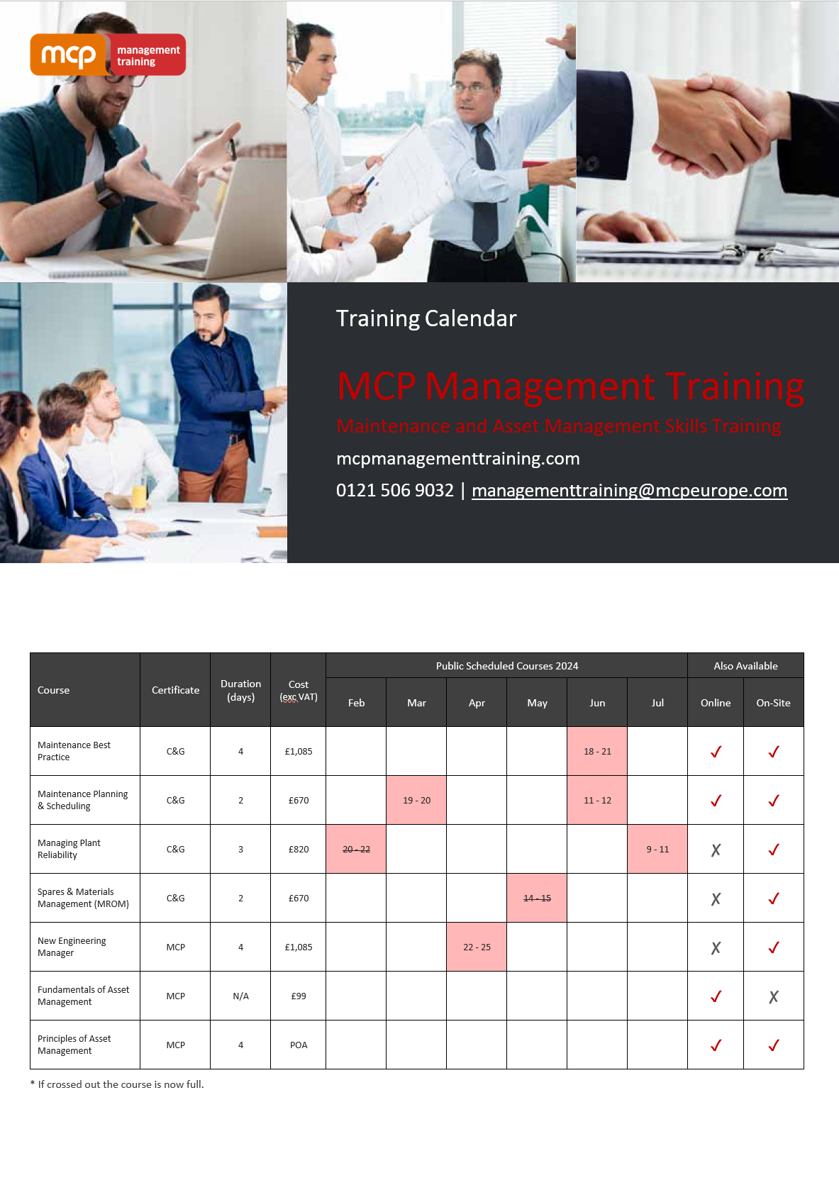 Training Prospectus — MCP Management Training