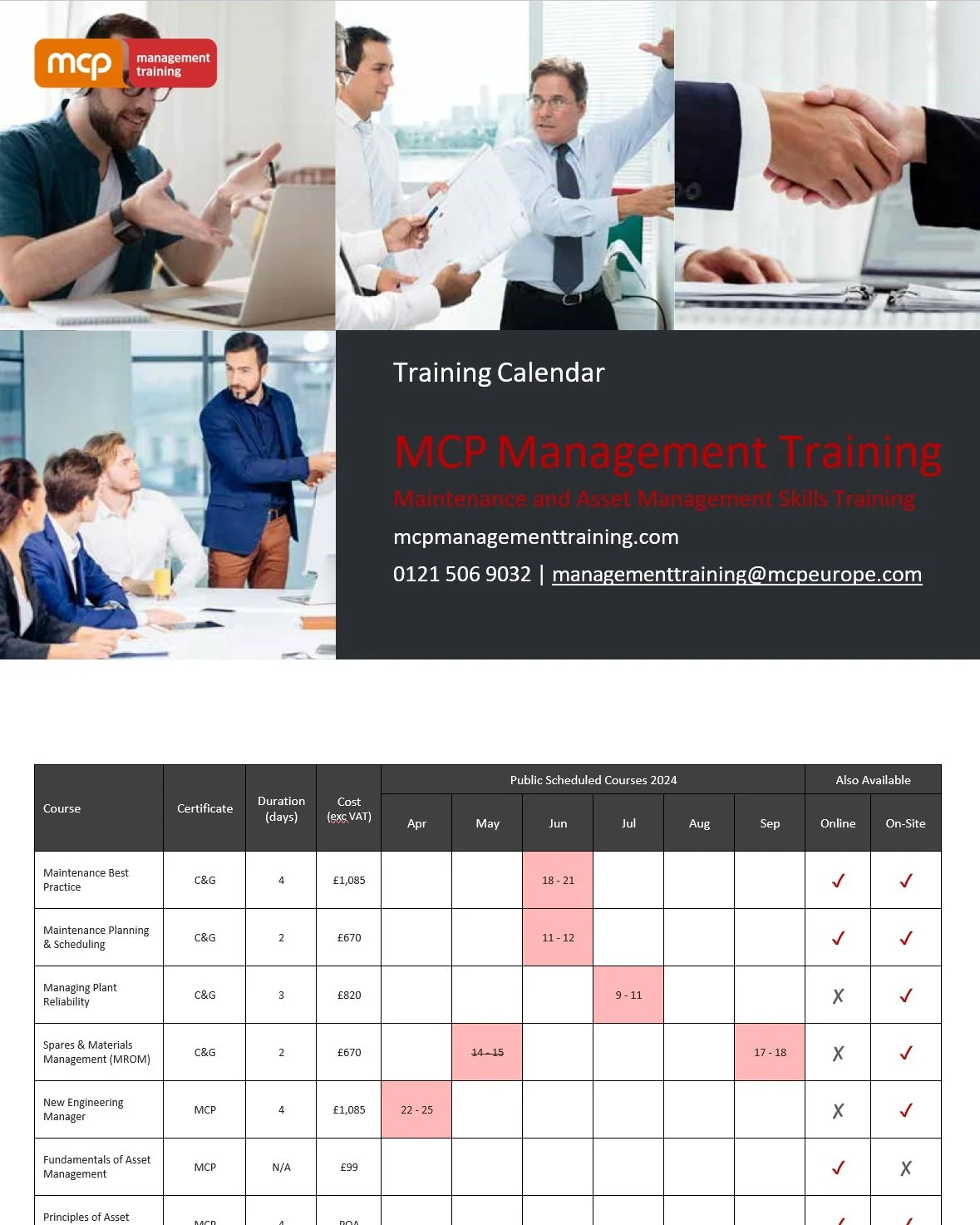 Benefits of Planning and Scheduling Course — MCP Management Training