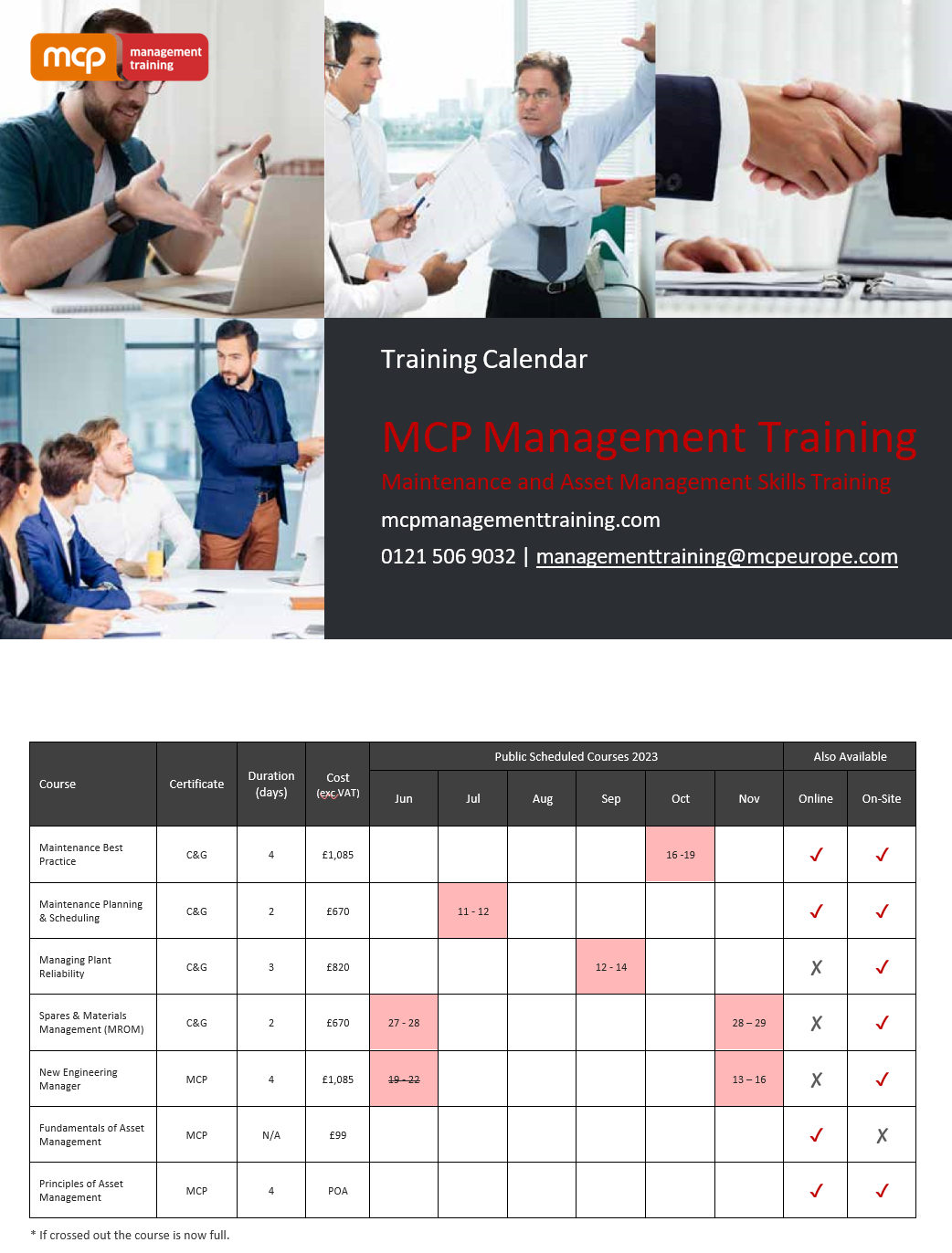 Training Prospectus — MCP Management Training