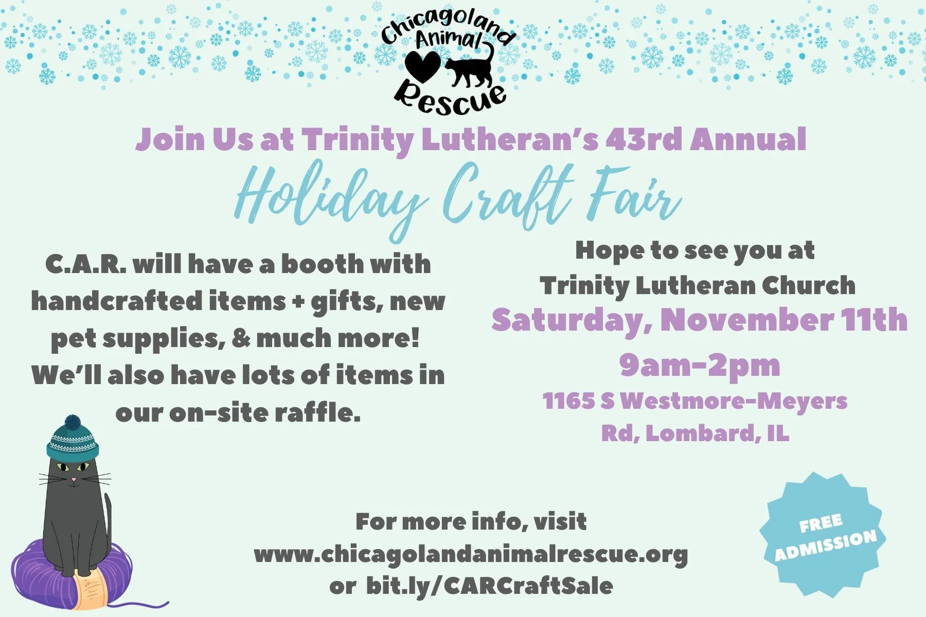 Trinity Lutheran Lombard’s Annual Craft Fair — Chicagoland Animal ...
