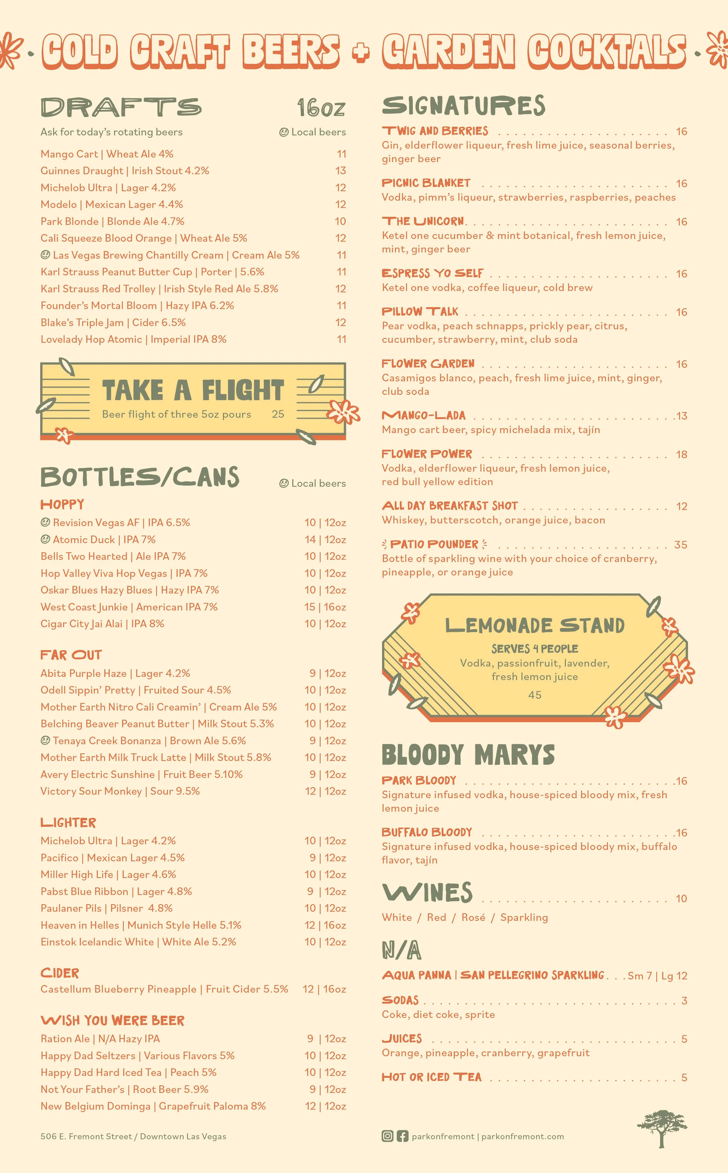 Menu | Explore Delicious Choices — PARK ON FREMONT