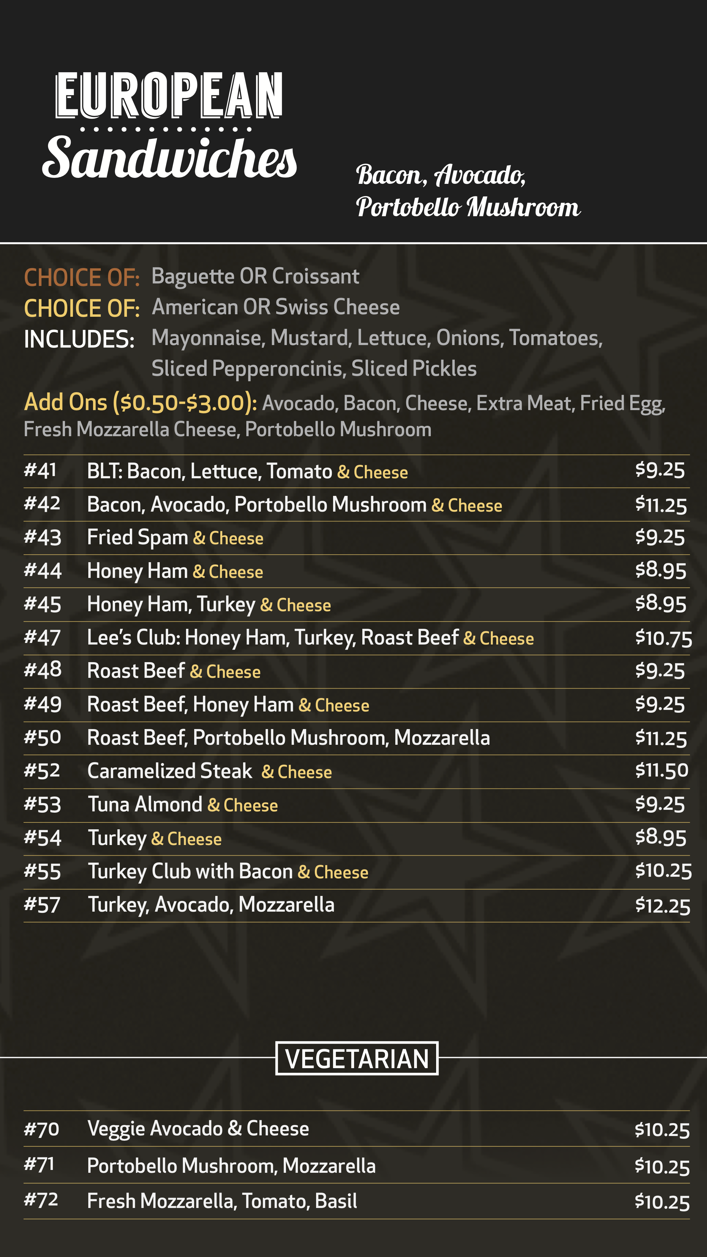 Menu — Lee's Sandwiches Dublin