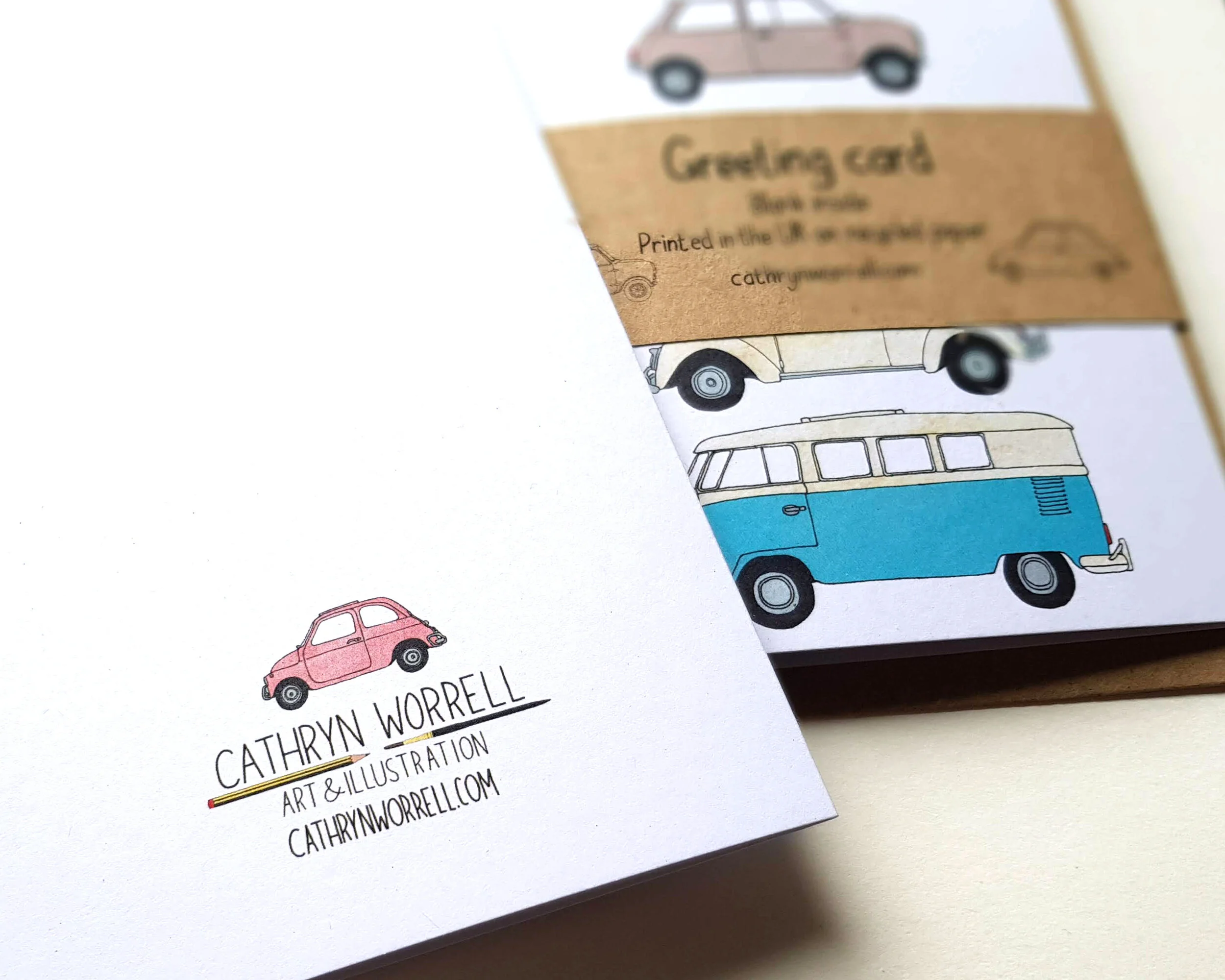 Vintage Cars Greeting Card — Cathryn Worrell Art & Illustration