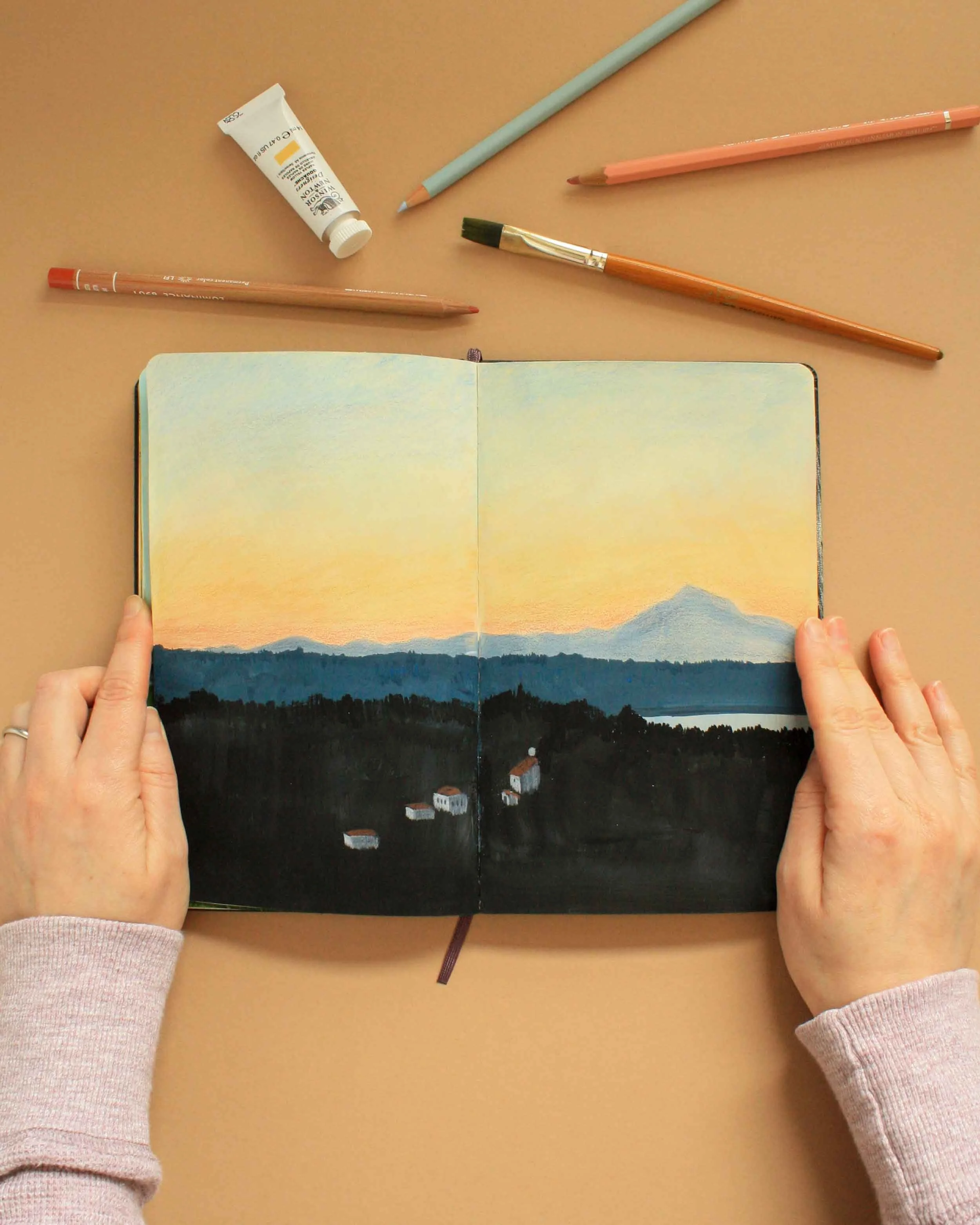 How To Draw A Sunset Step By Step With Pencil