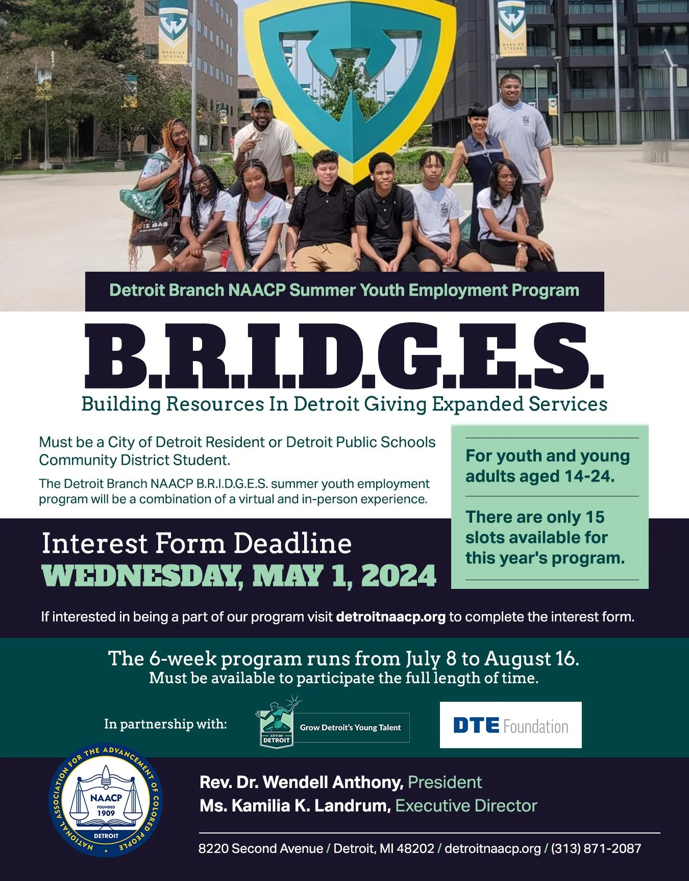 2024 B.R.I.D.G.E.S. Summer youth employment program — NAACP Detroit Branch