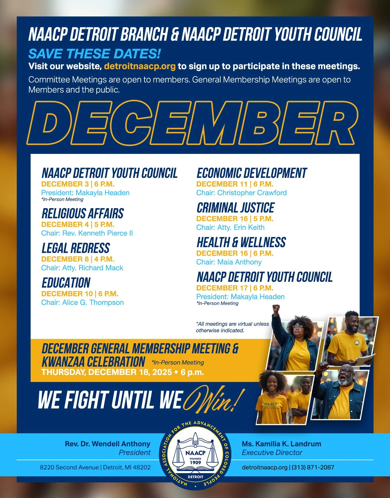 DECEMBER 2025 MEETINGS SCHEDULE — NAACP Detroit Branch