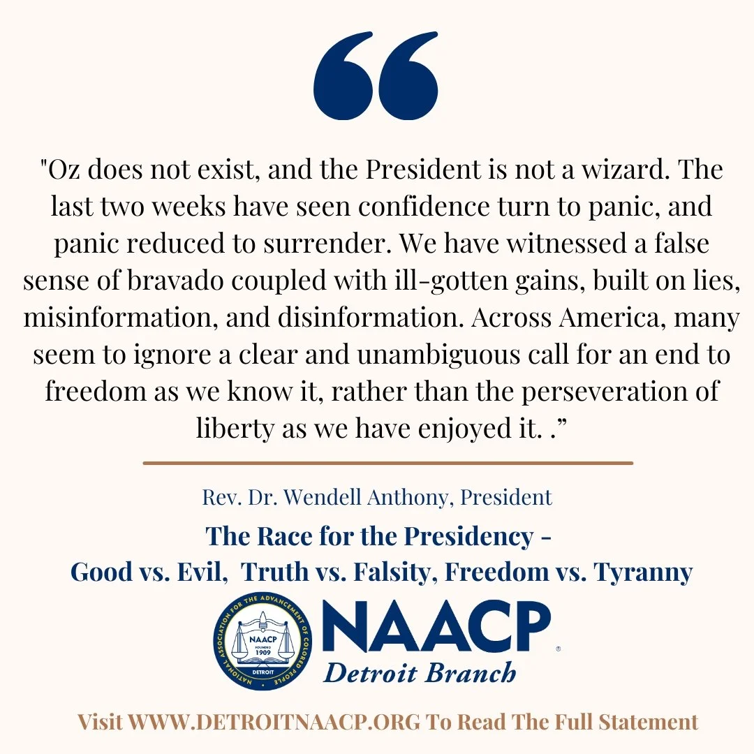 PRESS STATEMENT - THE RACE FOR THE PRESIDENCY - GOOD VS. EVIL, TRUTH VS ...