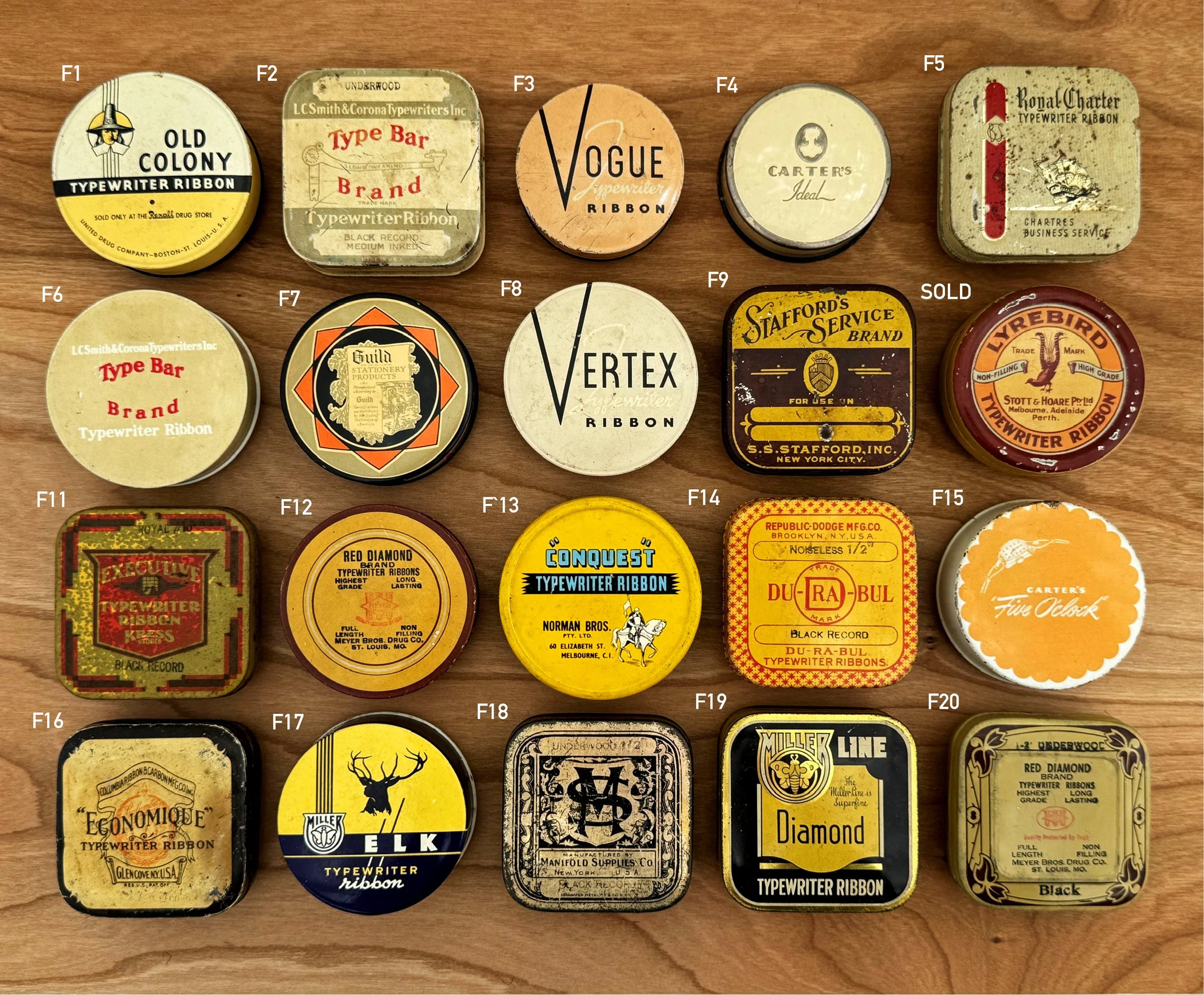 Vintage typewriter ribbon tins — Shelbyville