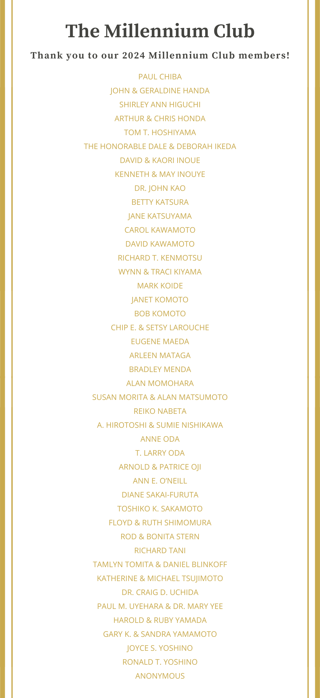 Millennium Club — JACL