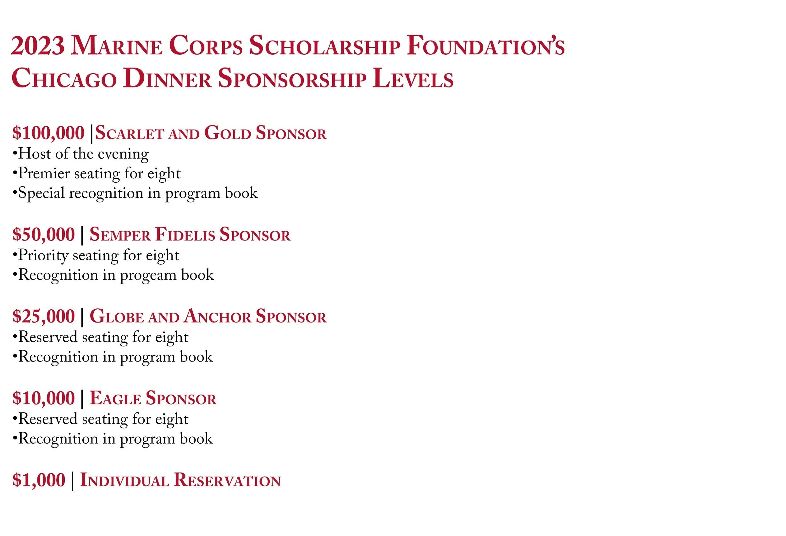 Marine Corps Scholarship Foundation 2023 Chicago Dinner — PJH ...