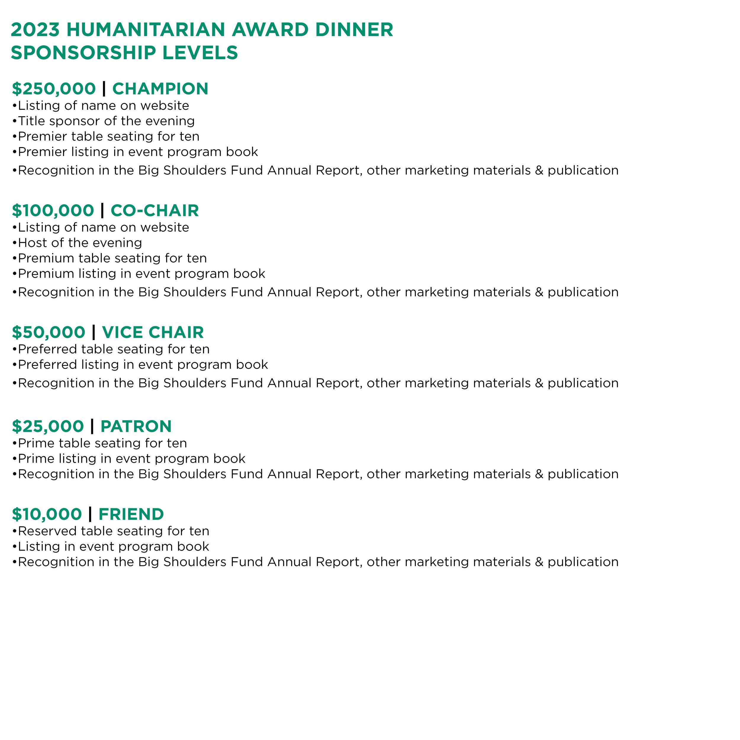 Big Shoulders Fund Humanitarian Award Dinner — PJH & Associates, Inc.