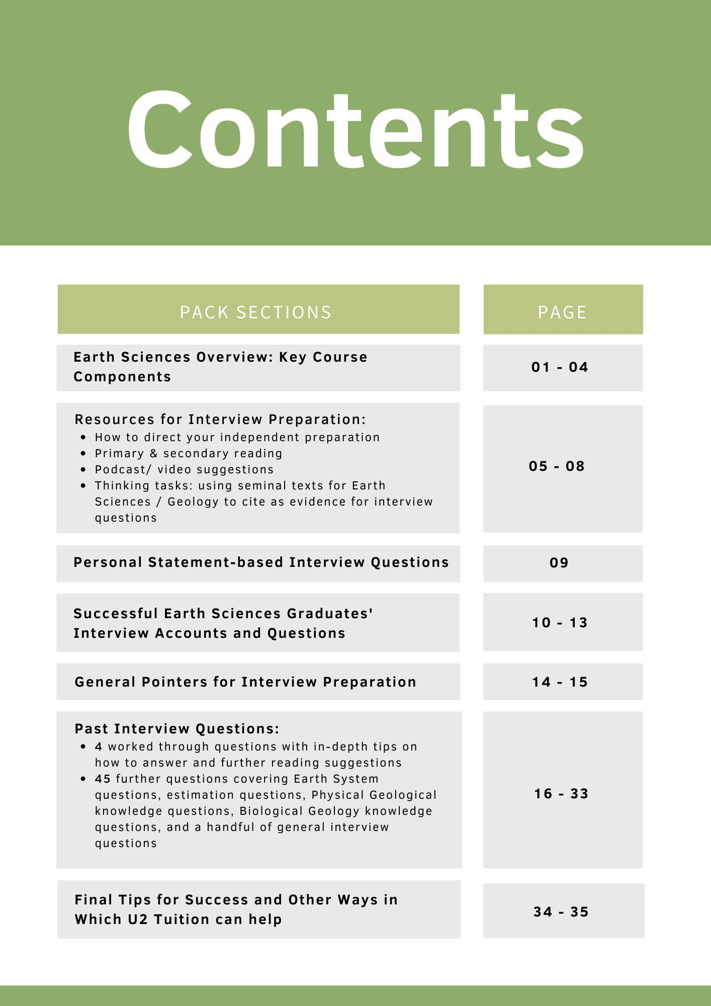 Oxbridge Earth Sciences Interview Questions Guide — U2 Tuition
