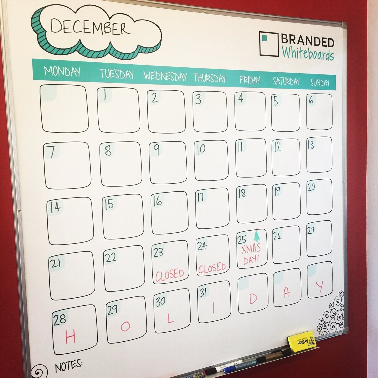 Custom Yearly Calendar Whiteboard — Branded Whiteboards - Whiteboards ...