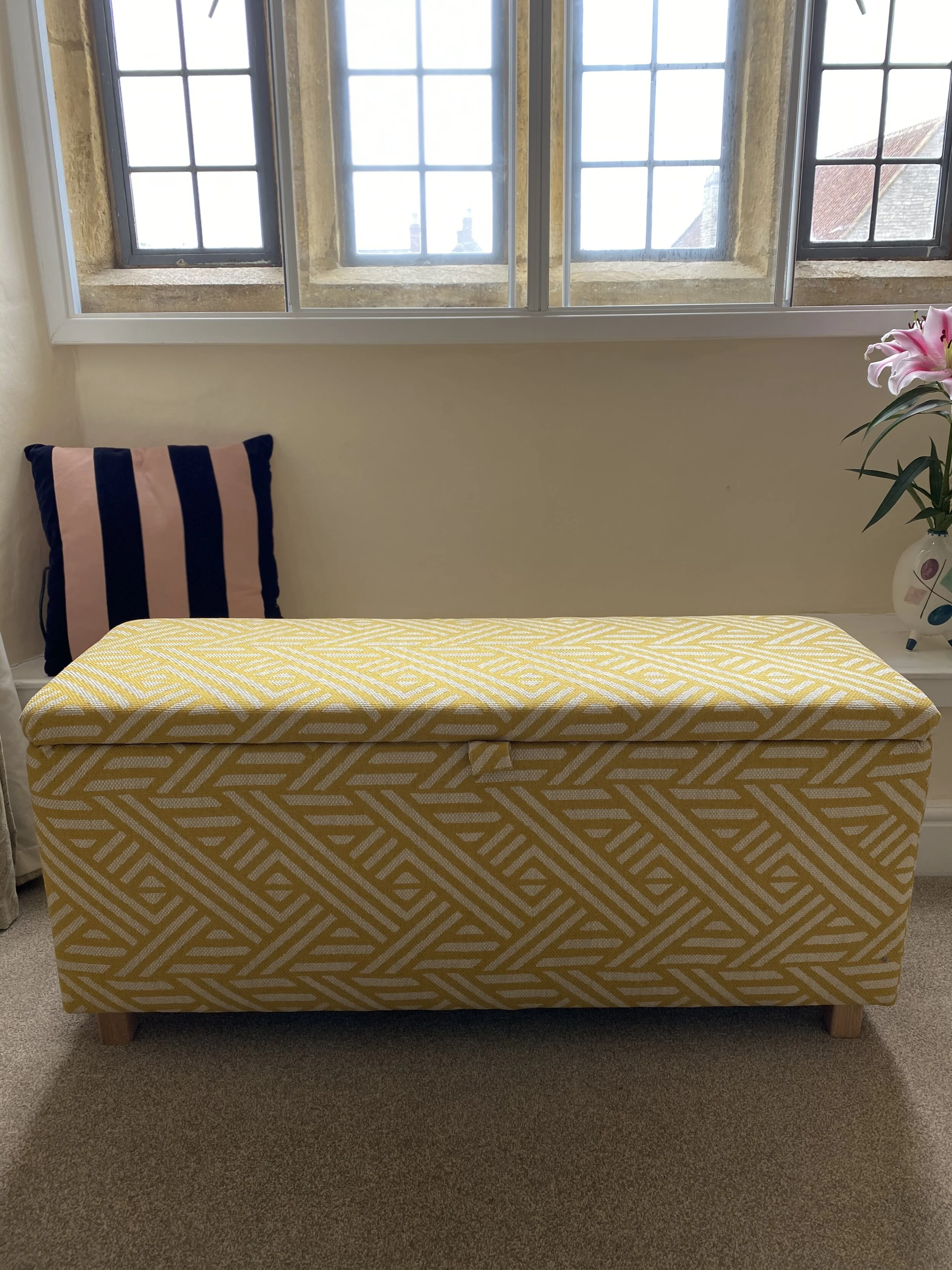 Coffee Table Footstool with Storage in Pampas Weave — Sparrow & Plumb ...