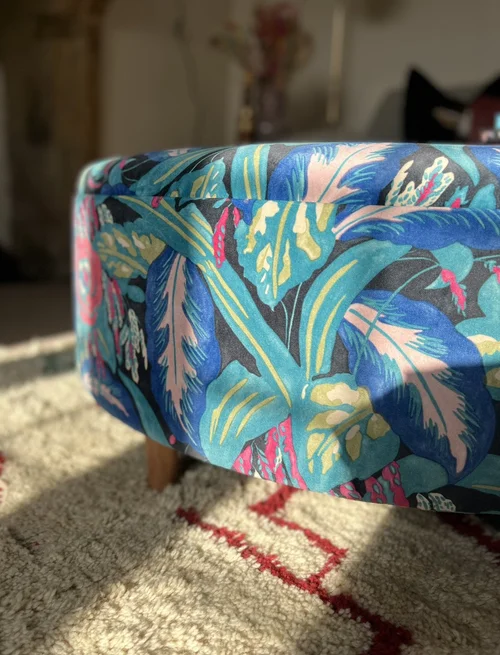 Louis Footstool in Becca Who Rainforest Rush Velvet — Sparrow & Plumb ...