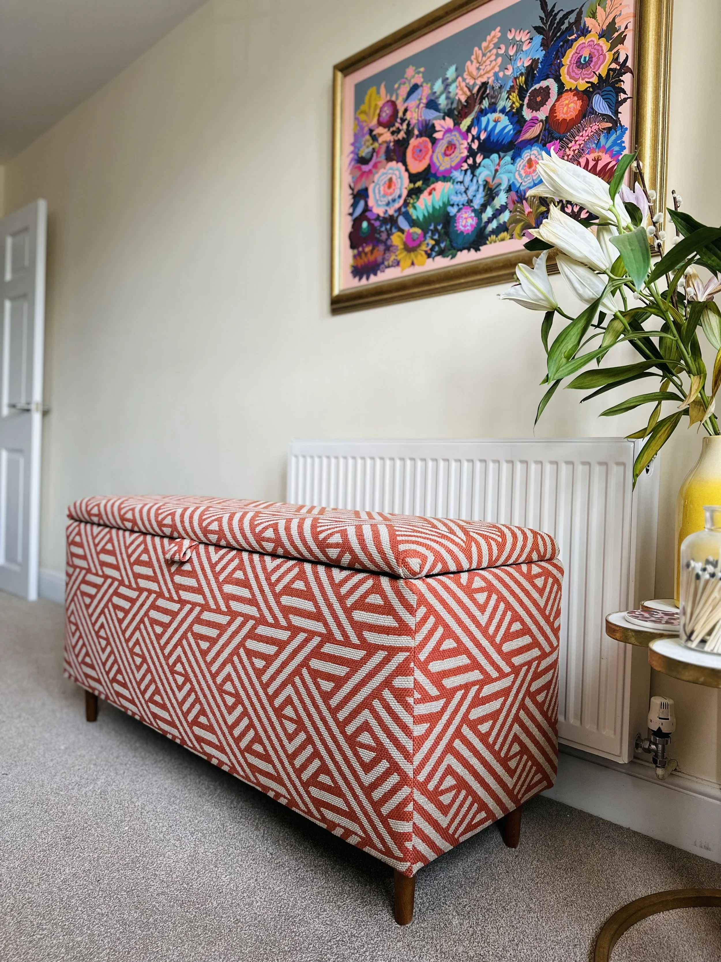 Coffee Table Footstool with Storage in Pampas Weave — Sparrow & Plumb ...