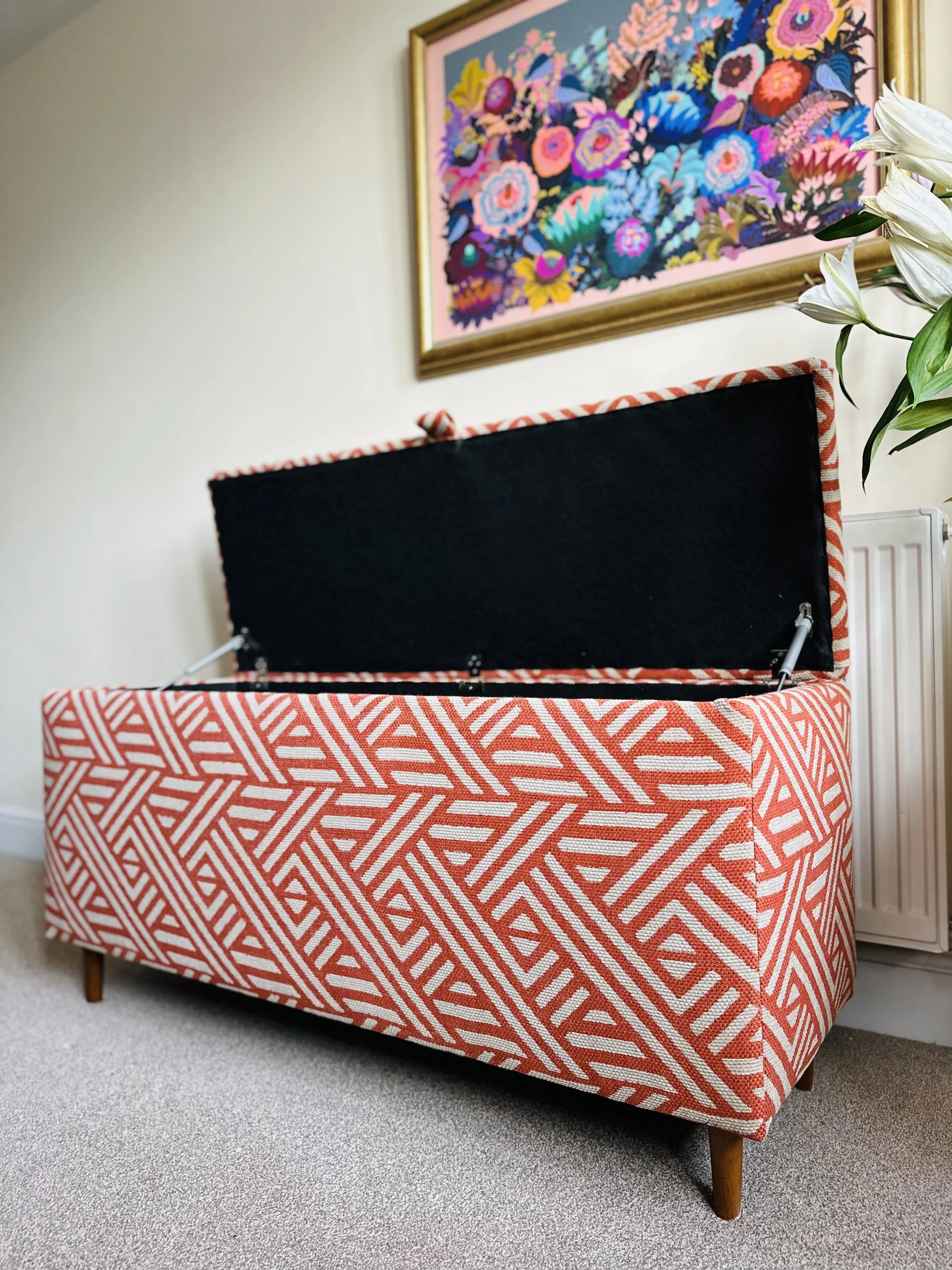 Coffee Table Footstool with Storage in Pampas Weave — Sparrow & Plumb ...