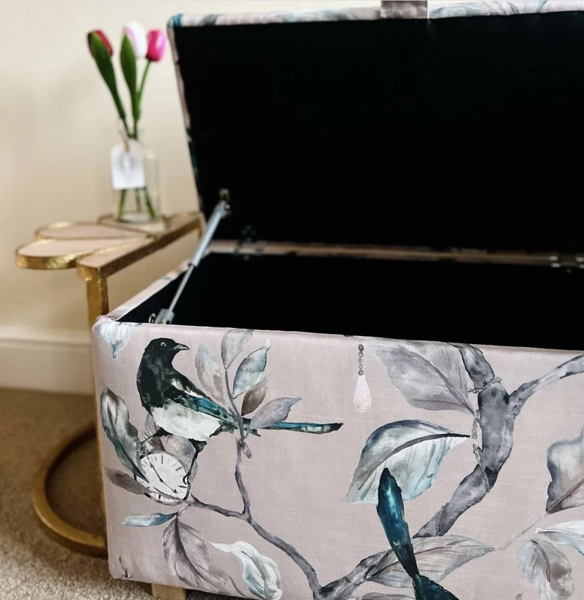 Ottoman in Meander — Sparrow & Plumb Furniture, Ottomans and Footstools