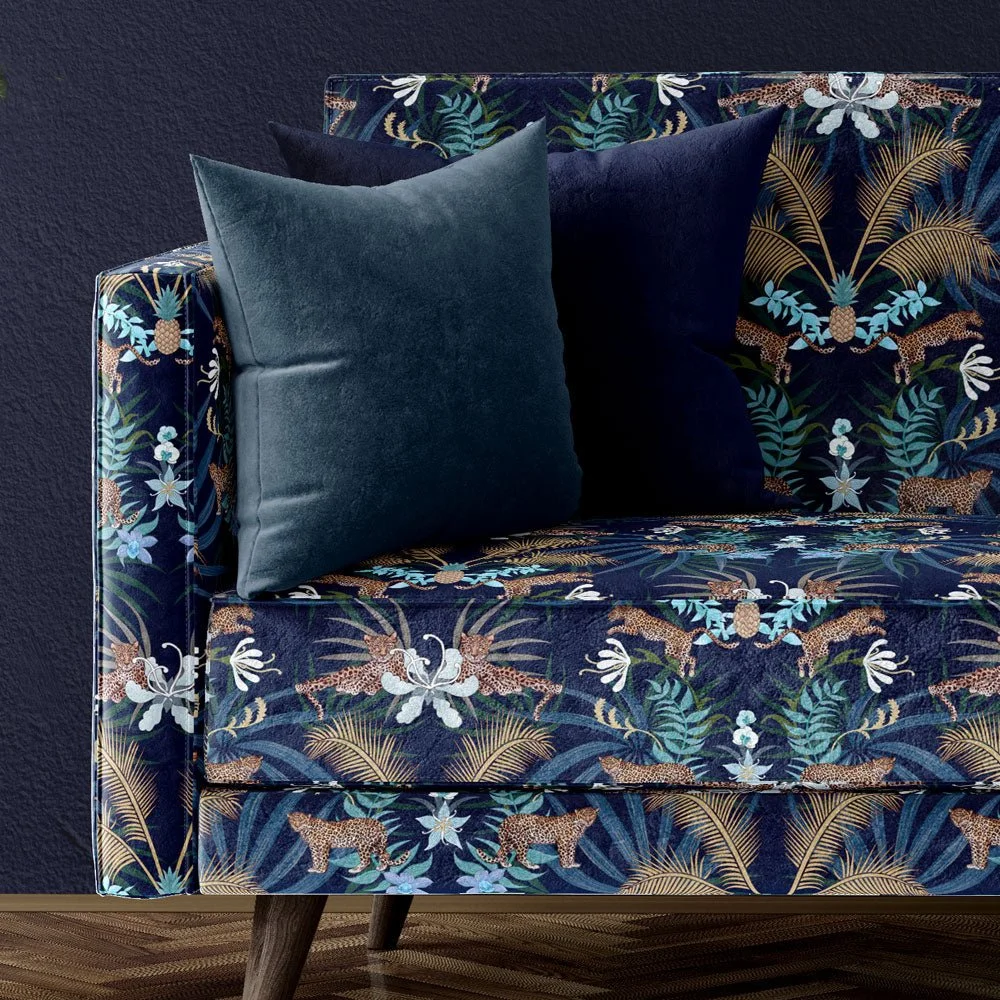 Emma J Shipley Extinct Blue — Sparrow & Plumb Furniture, Ottomans and ...