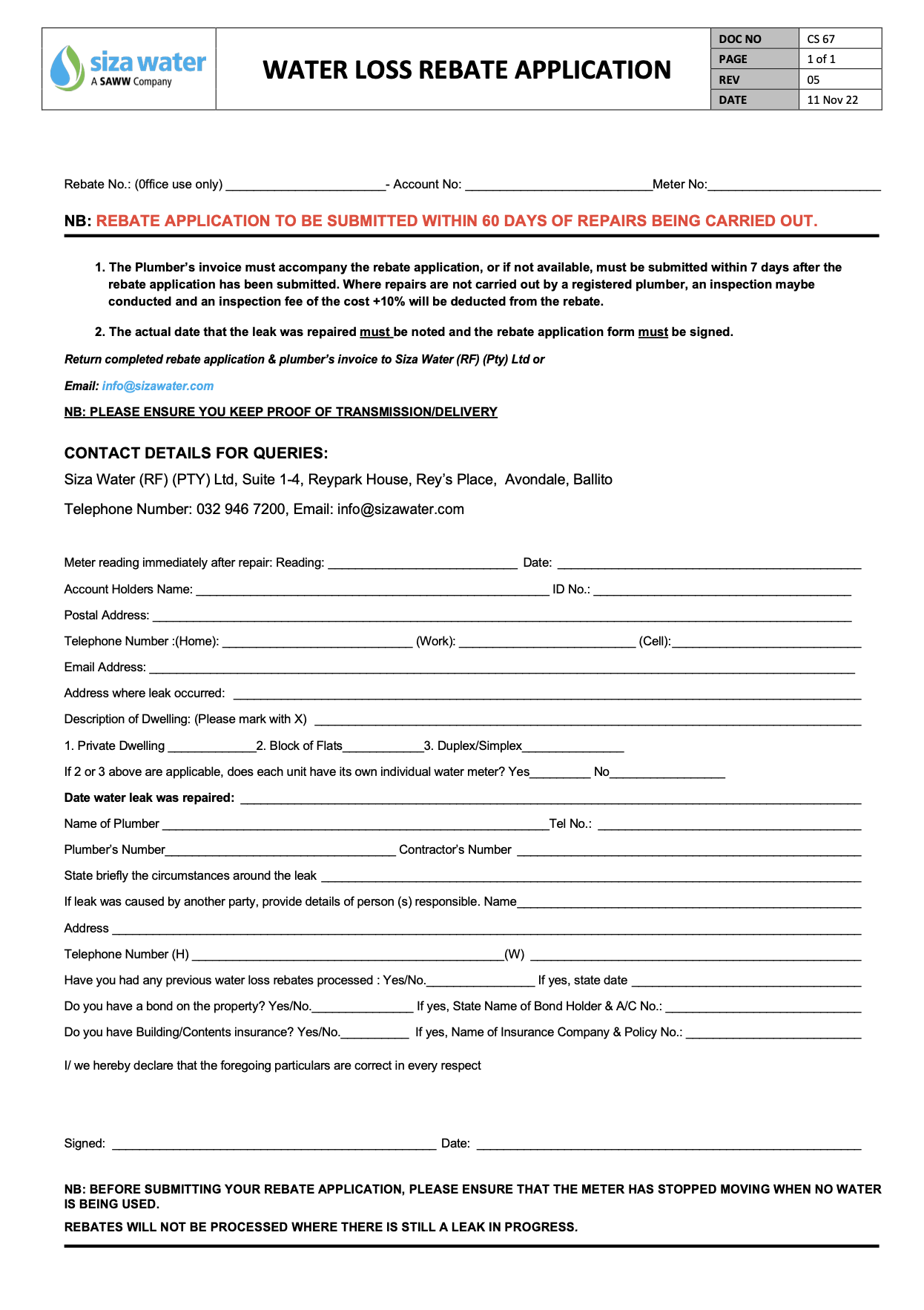 Customer Resources — Siza Water