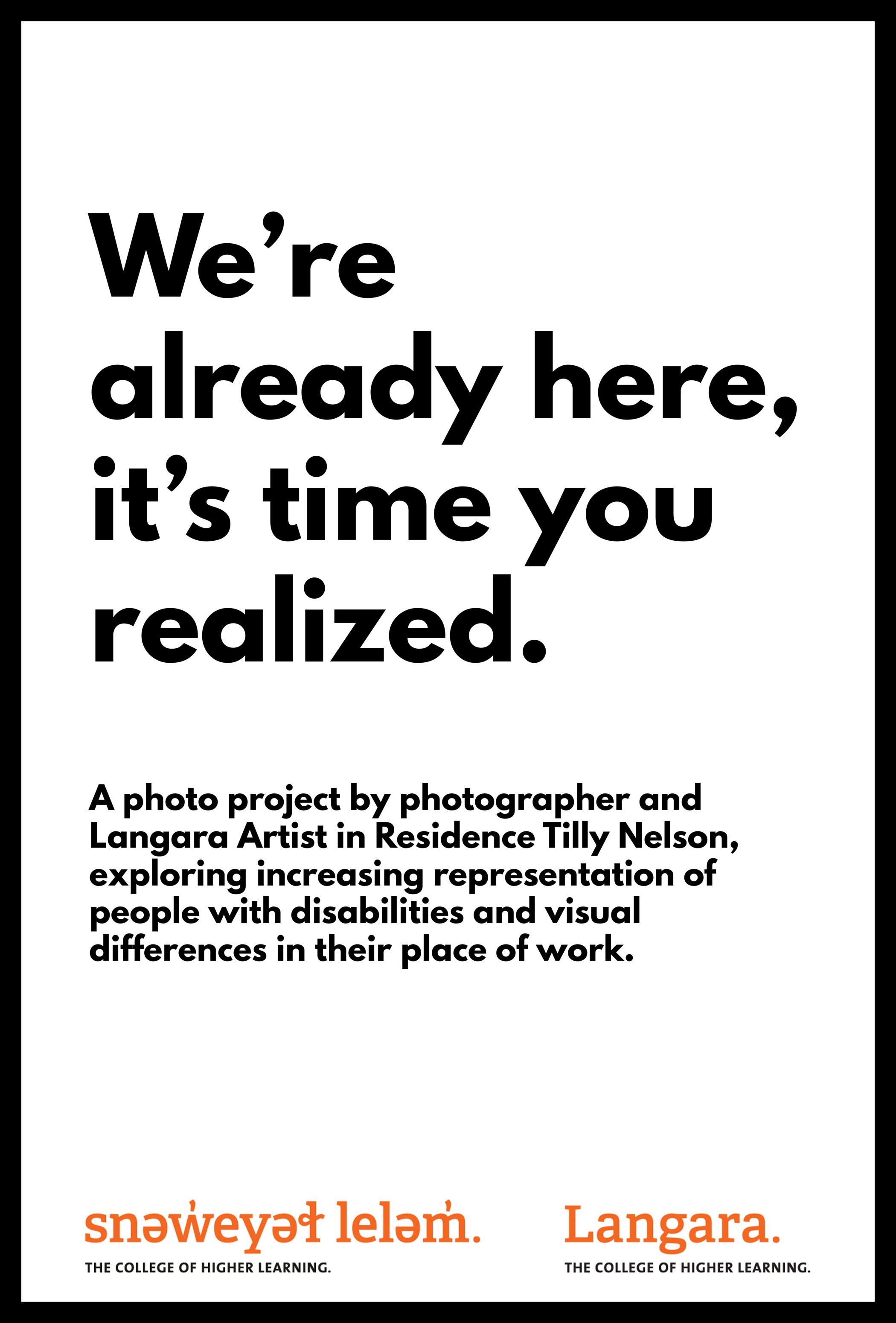 We’re already here, it’s time you realized. A project exploring increasing visual representation ...