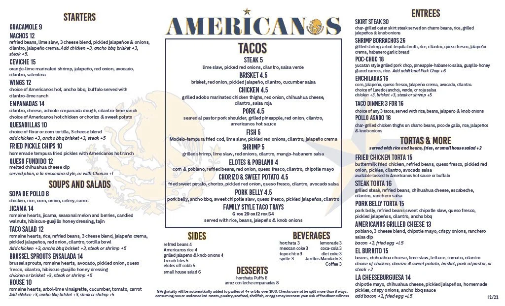 Menu — Americanos