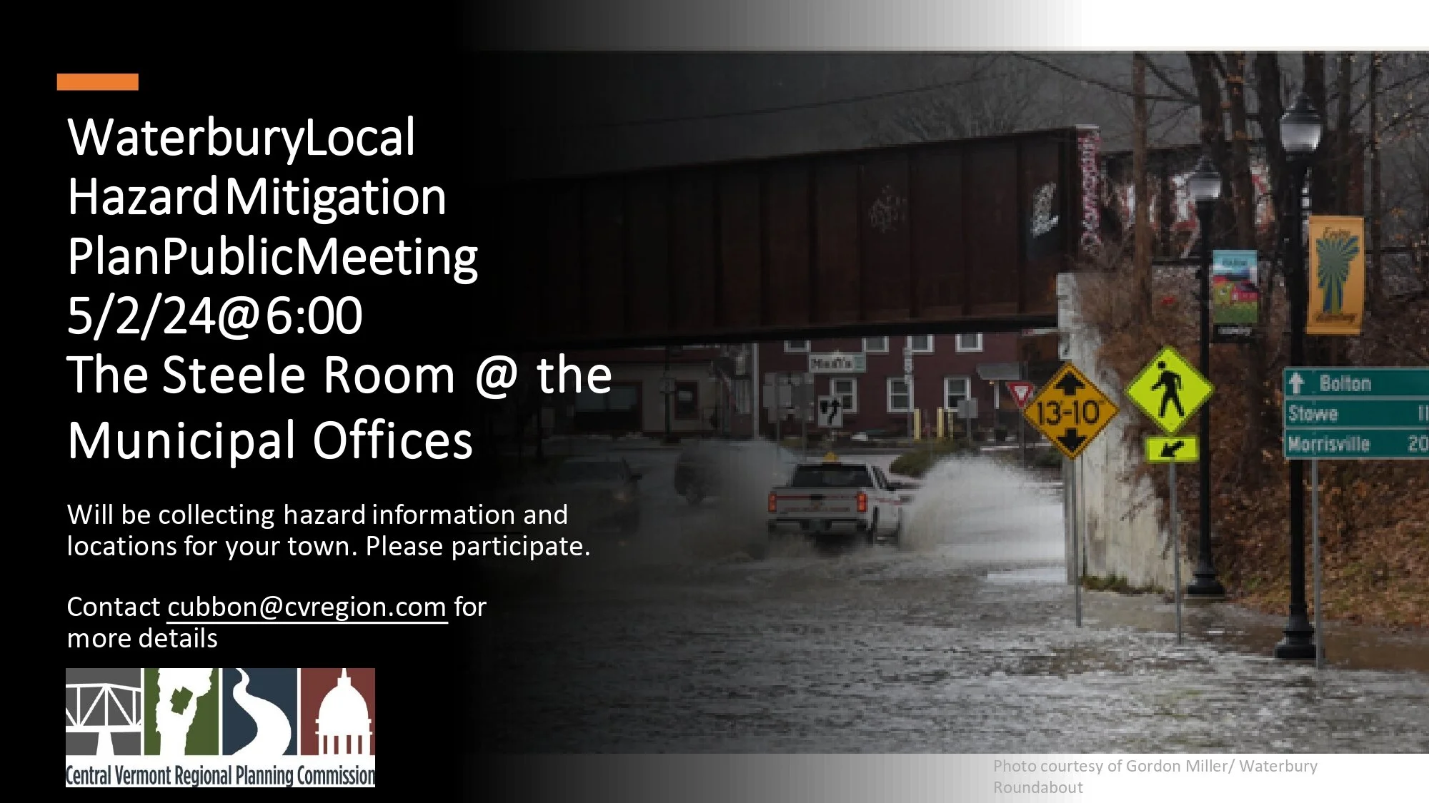 Waterbury Local Hazard Mitigation Plan Public Meeting Warning ...