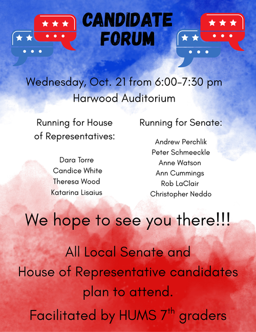 Harwood 7th graders to host legislative candidate forum on Oct. 21 ...