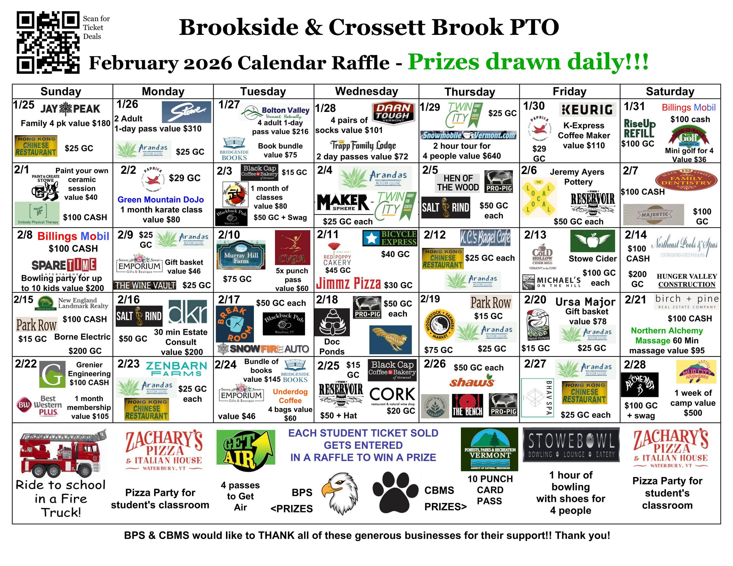 PTO joint Calendar Raffle kicks off ticket sales — Waterbury Roundabout