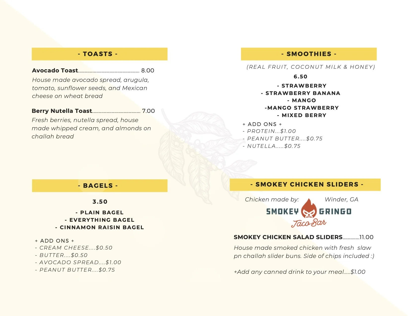Menu — Coffee Camper Co.