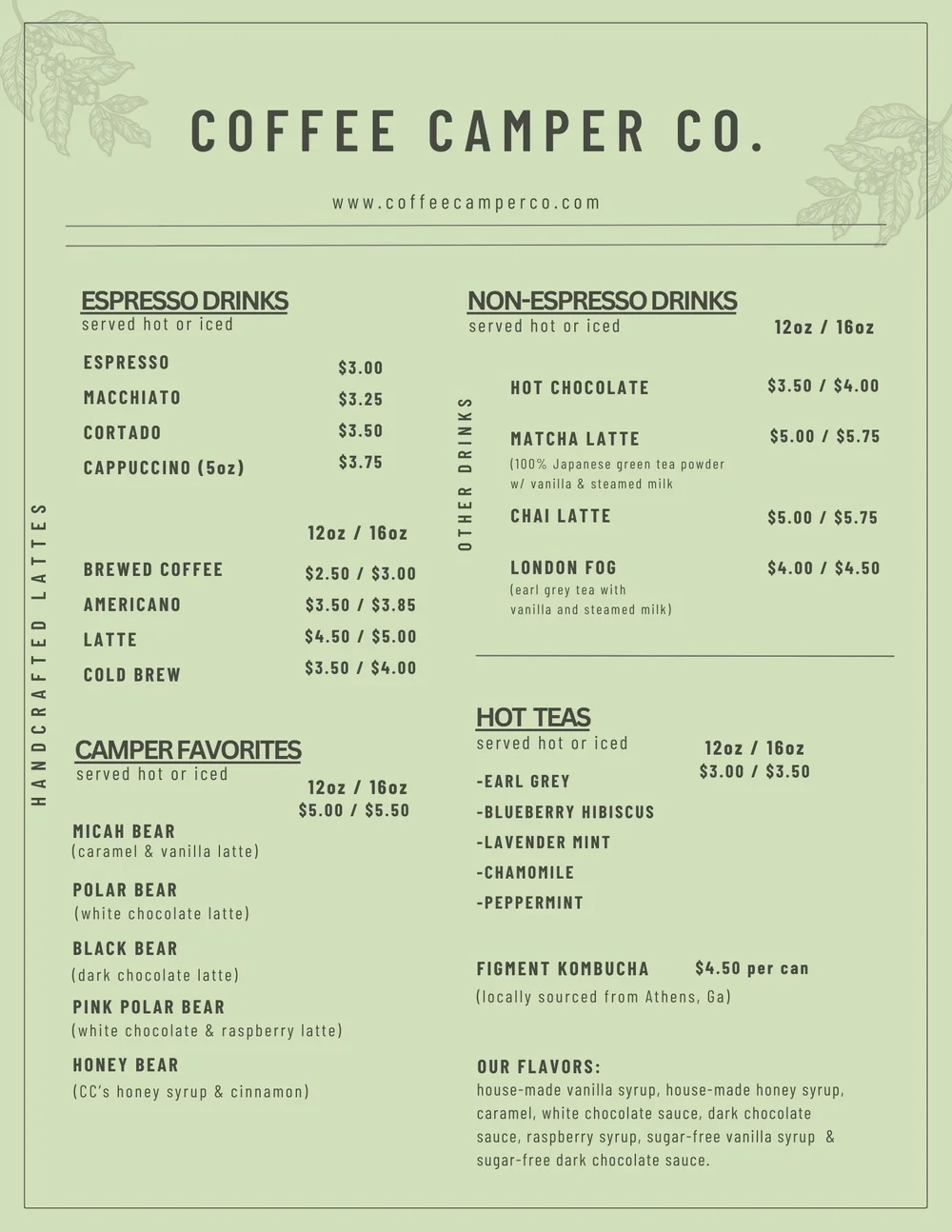Menu — Coffee Camper Co.