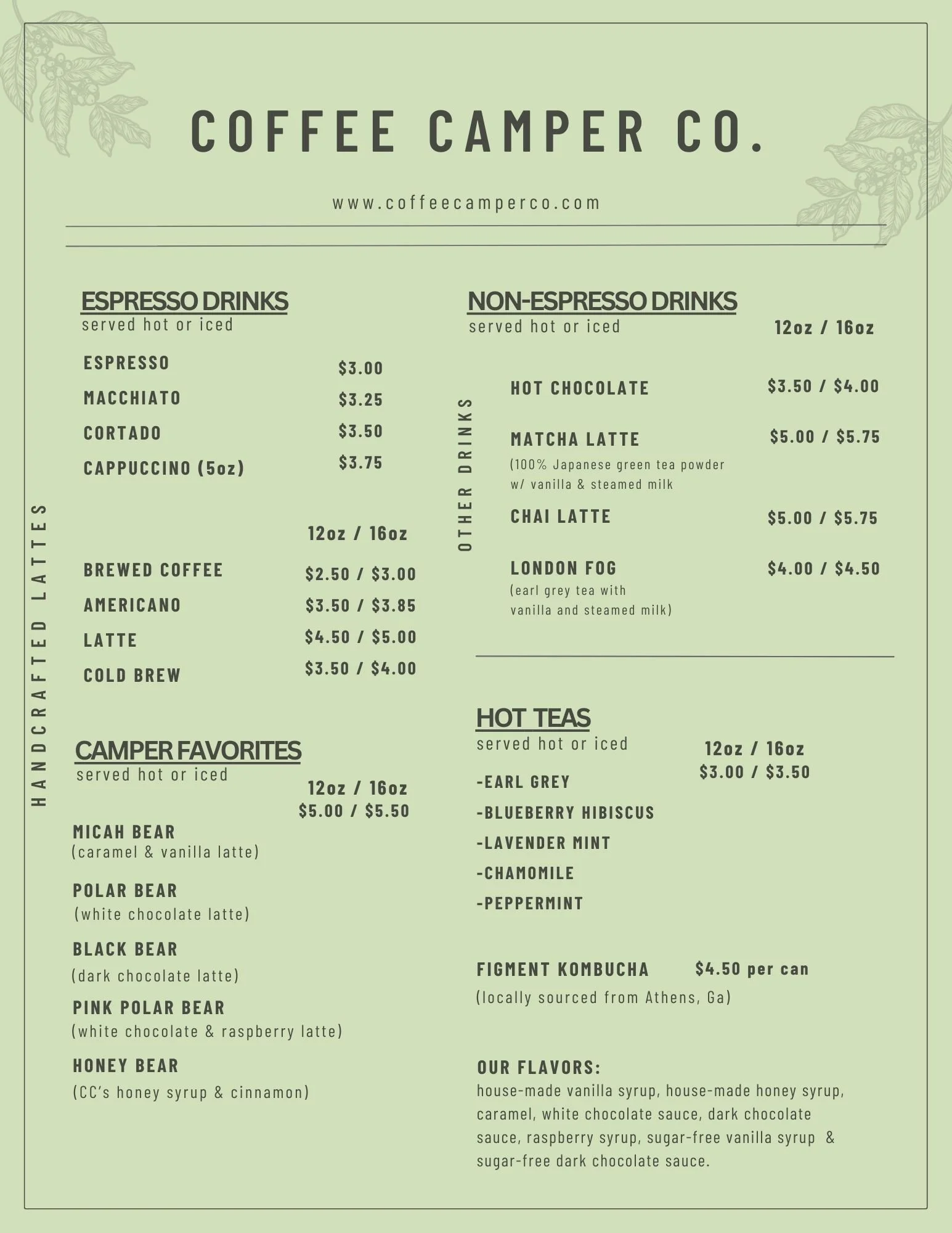 Menu — Coffee Camper Co.