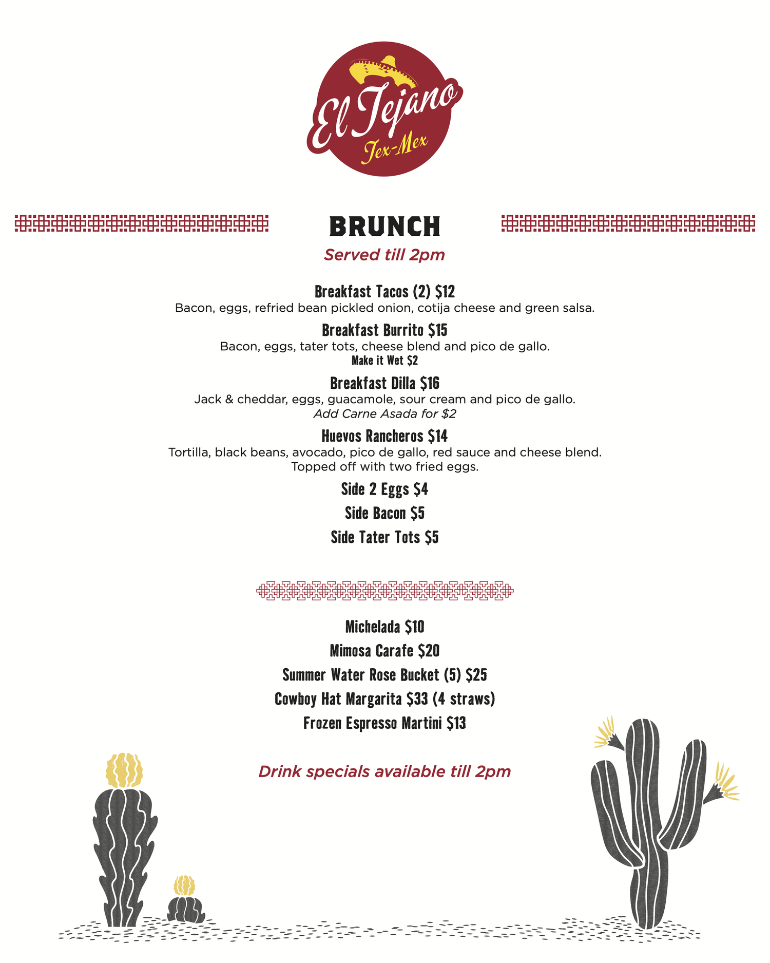 MENUS — EL TEJANO