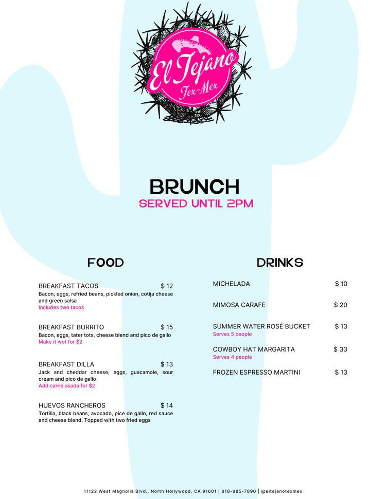 MENUS — EL TEJANO