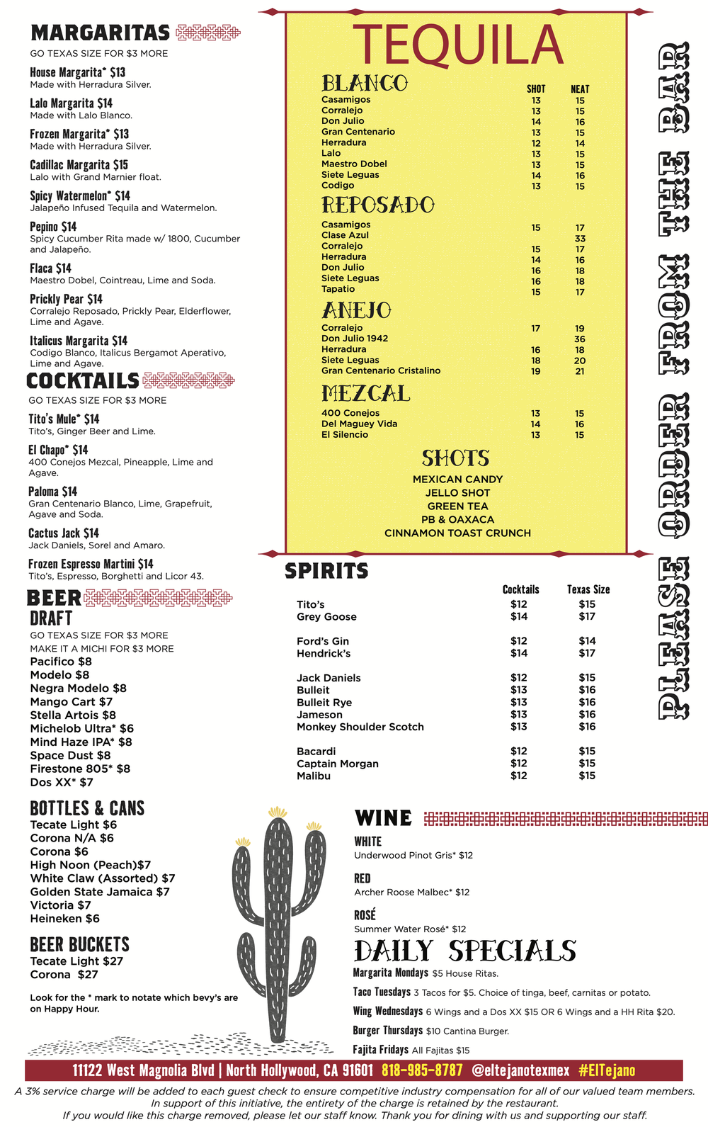 MENUS — EL TEJANO