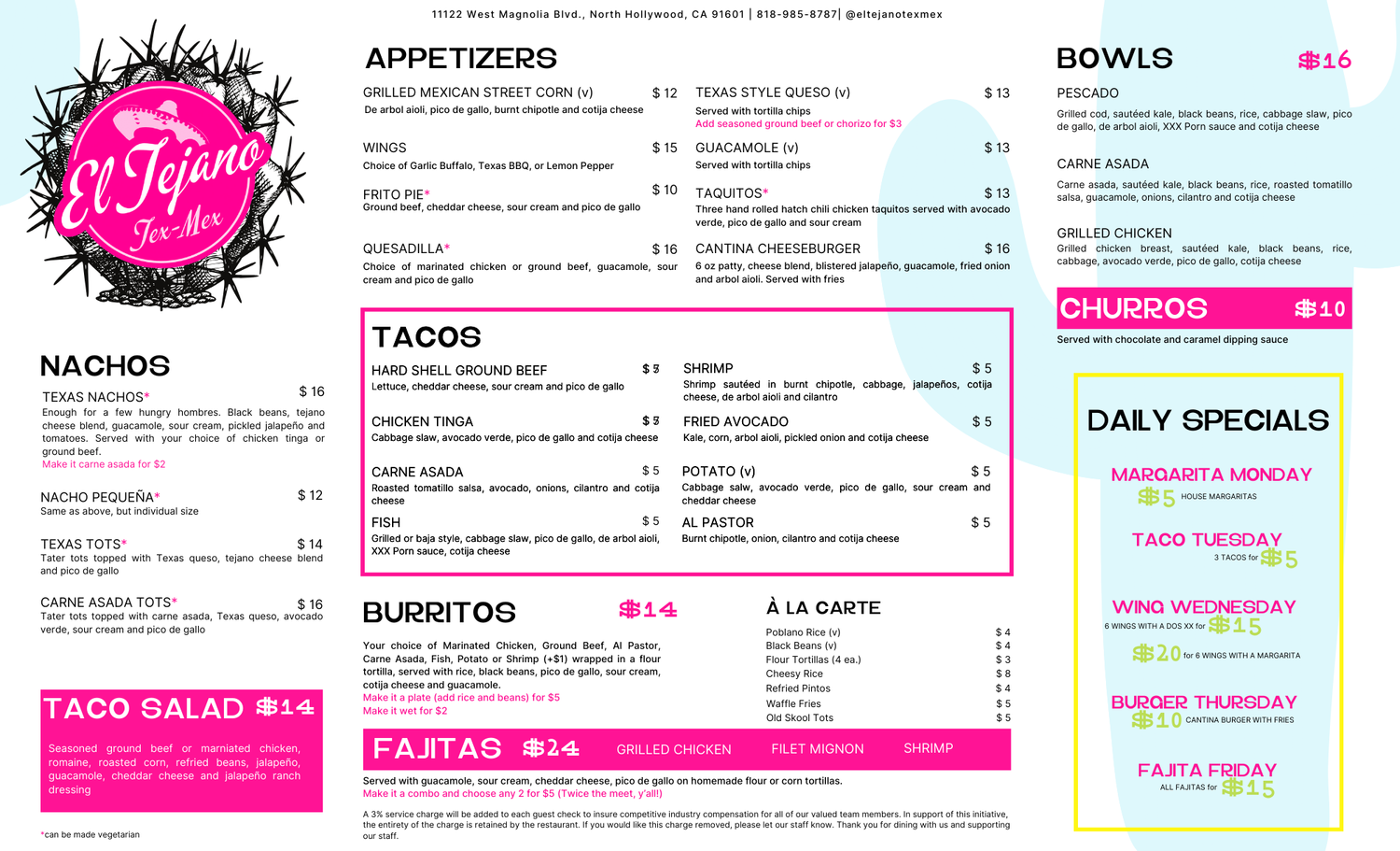 MENUS — EL TEJANO