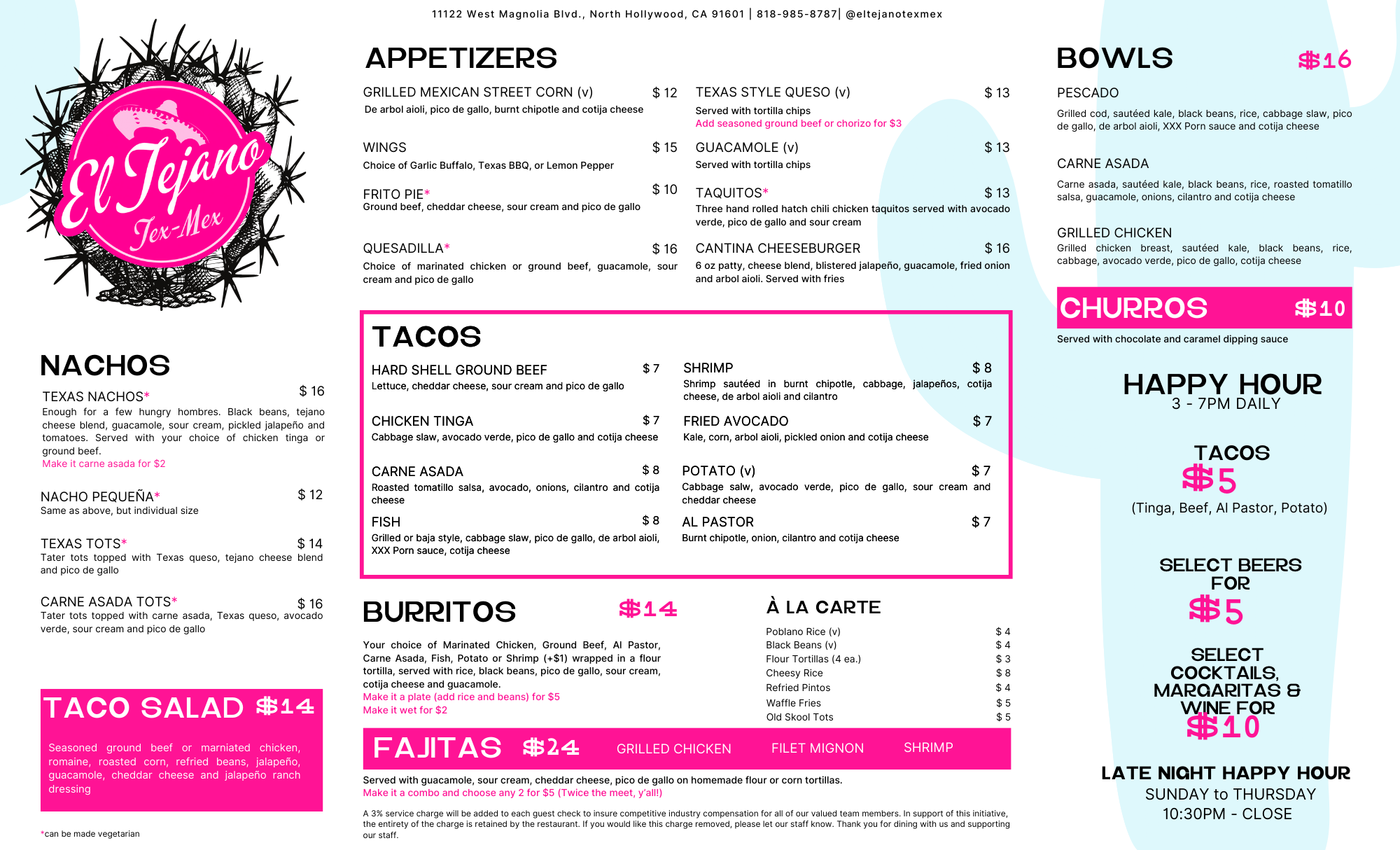 MENUS — EL TEJANO
