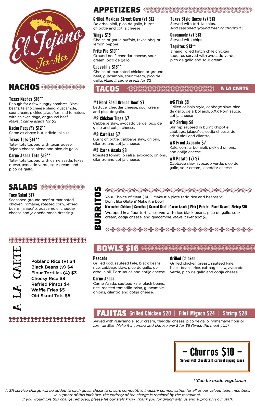 Menus — El Tejano