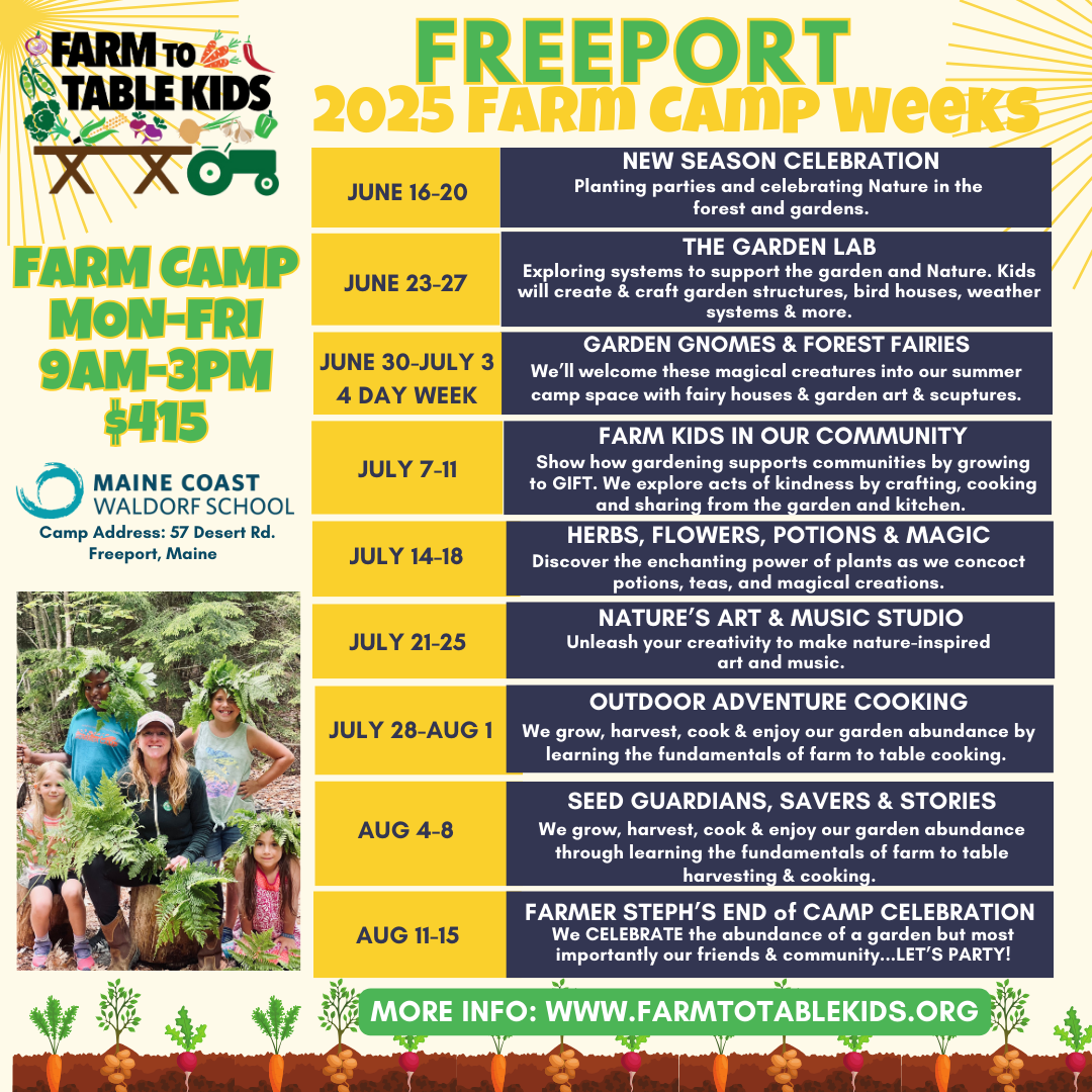2025 FARM CAMP SCHEDULE @ FREEPORT — Farm to Table Kids