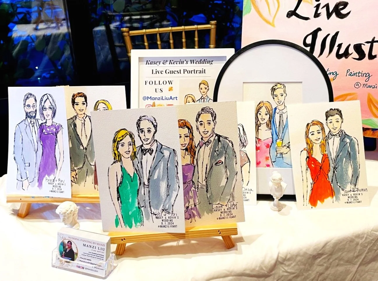 Live Wedding Painting & Guest Portrait illustrations in Florida by ...