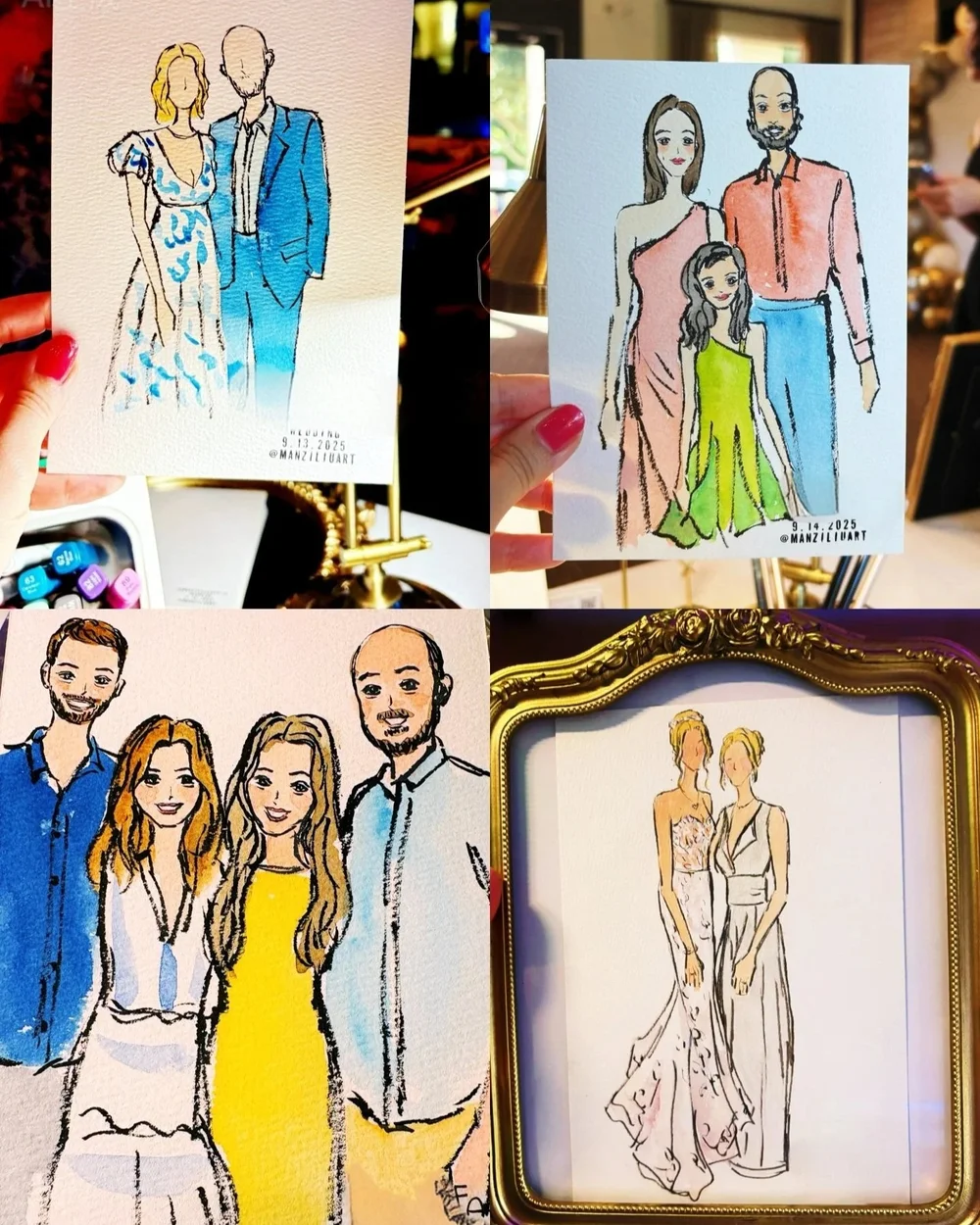 Live Wedding Painting & Guest Portrait illustration in Miami, Fort ...