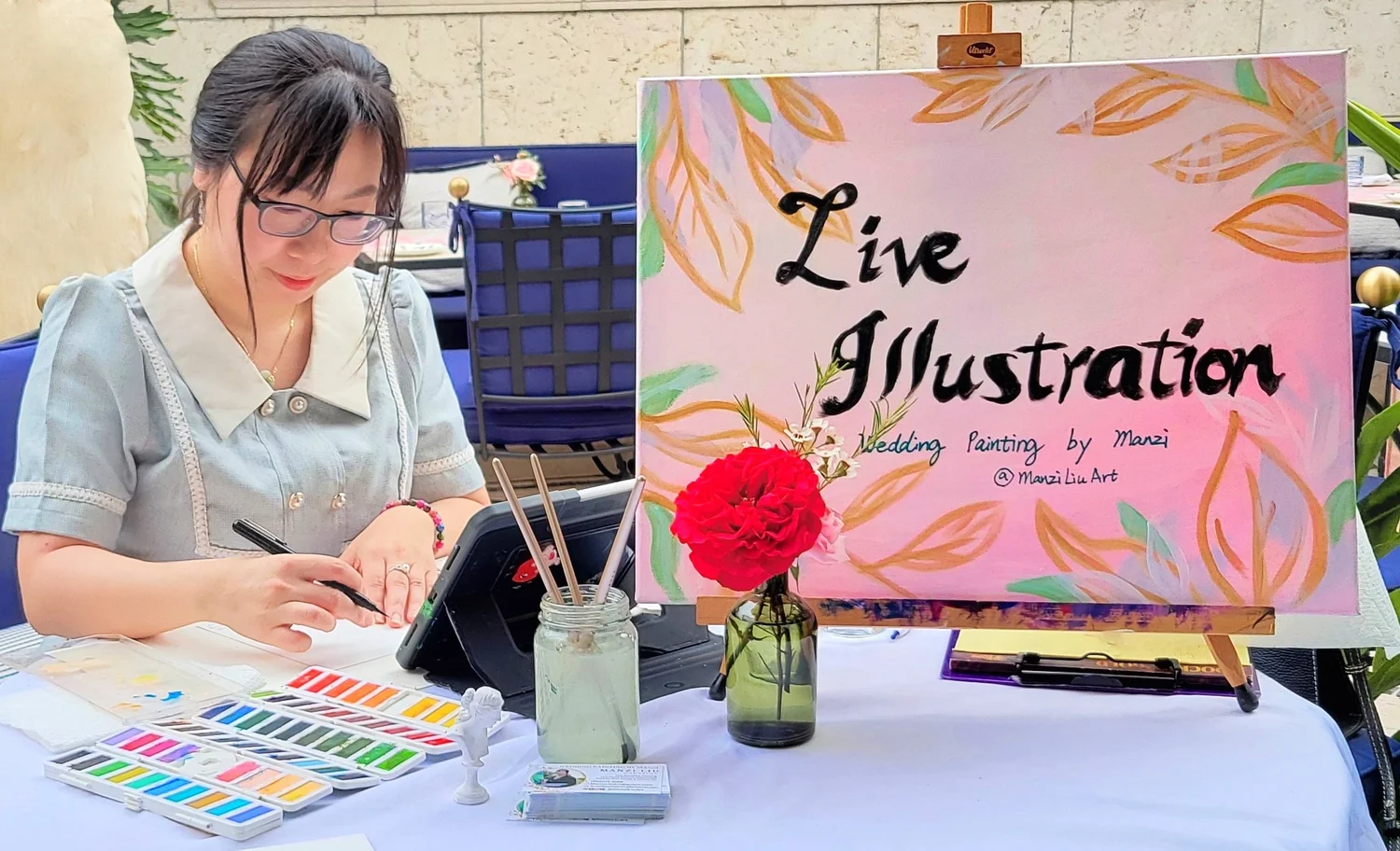 Live Wedding Painting & Guest Portrait illustrations in Florida by ...