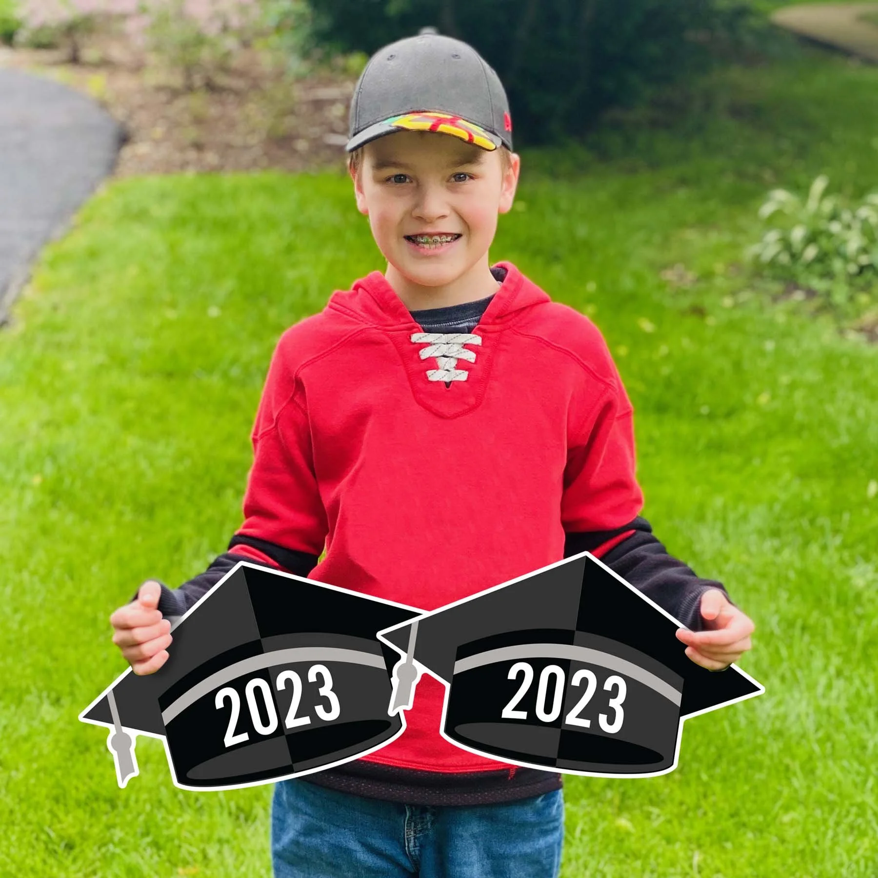 Mini Set of 5 Graduation Caps — Custom Lawn Sign