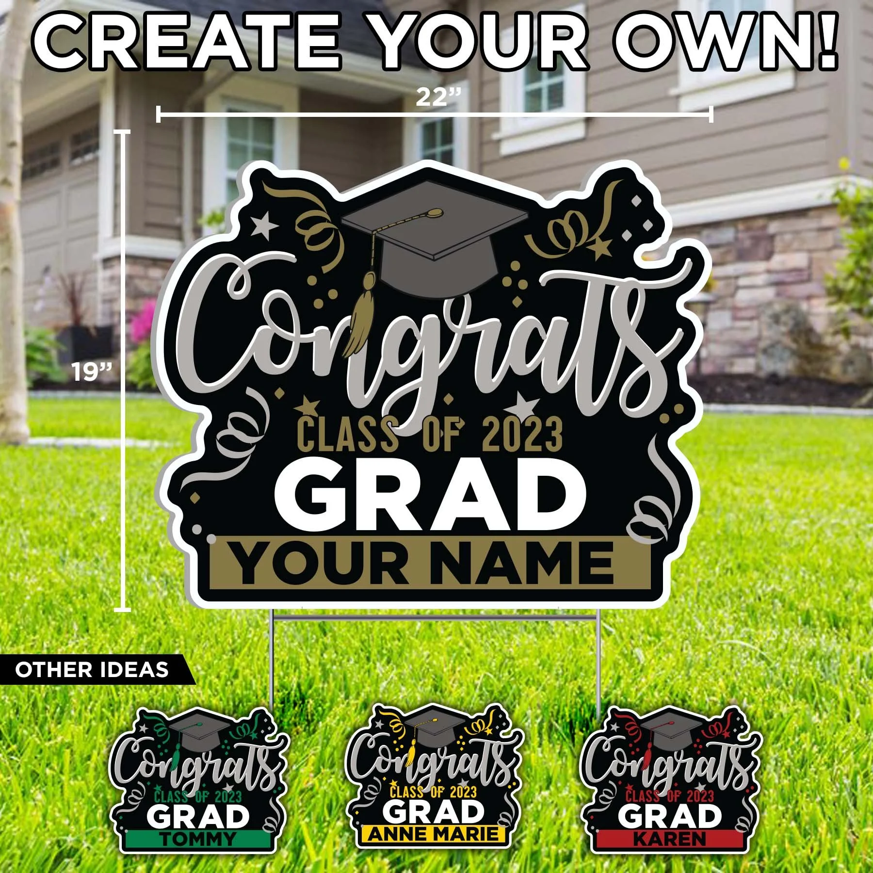 2023 Congrats Grad! Customize Text and Colors — Custom Lawn Sign