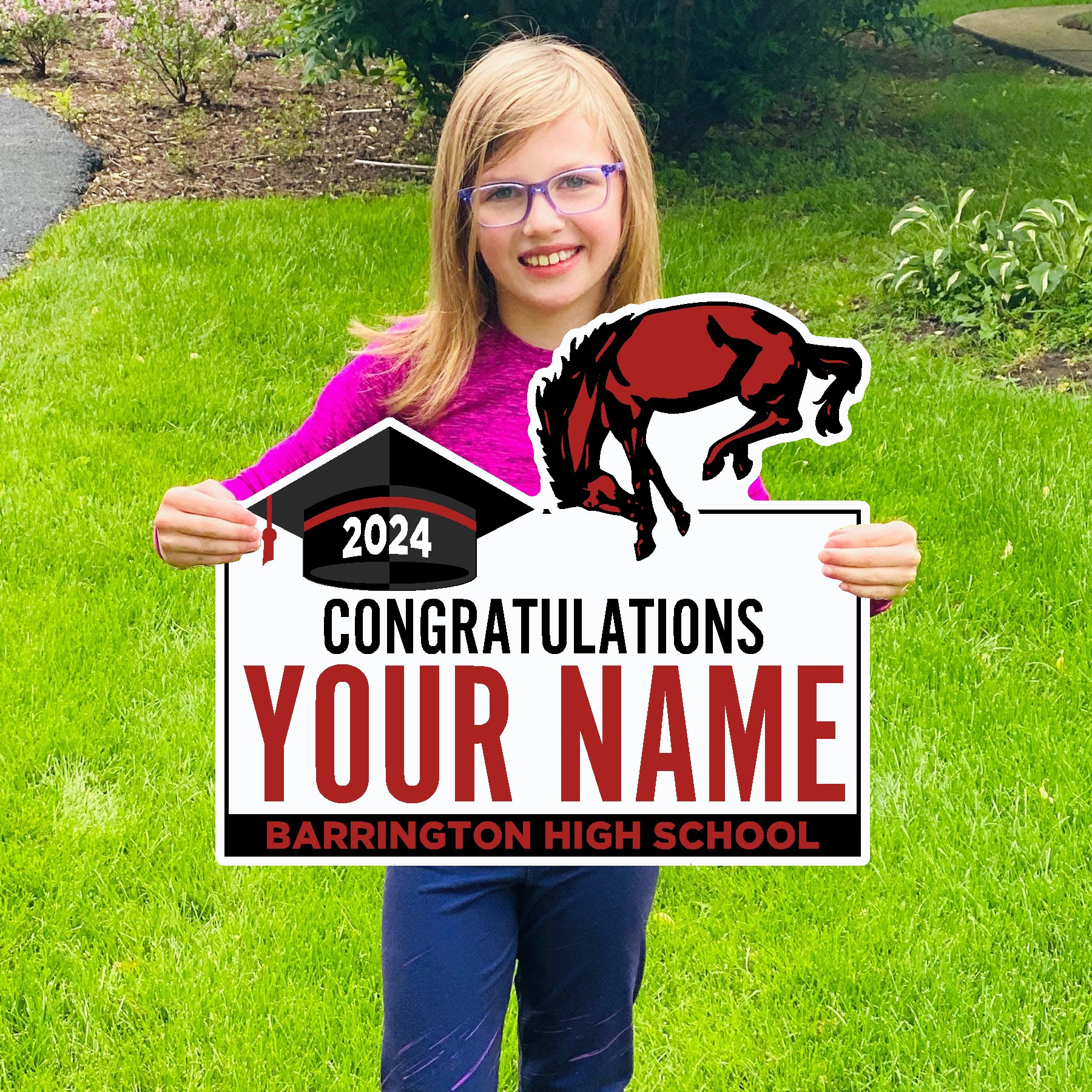 Home of a (YEAR) Barrington High School Senior Lawn Sign — Custom Lawn Sign
