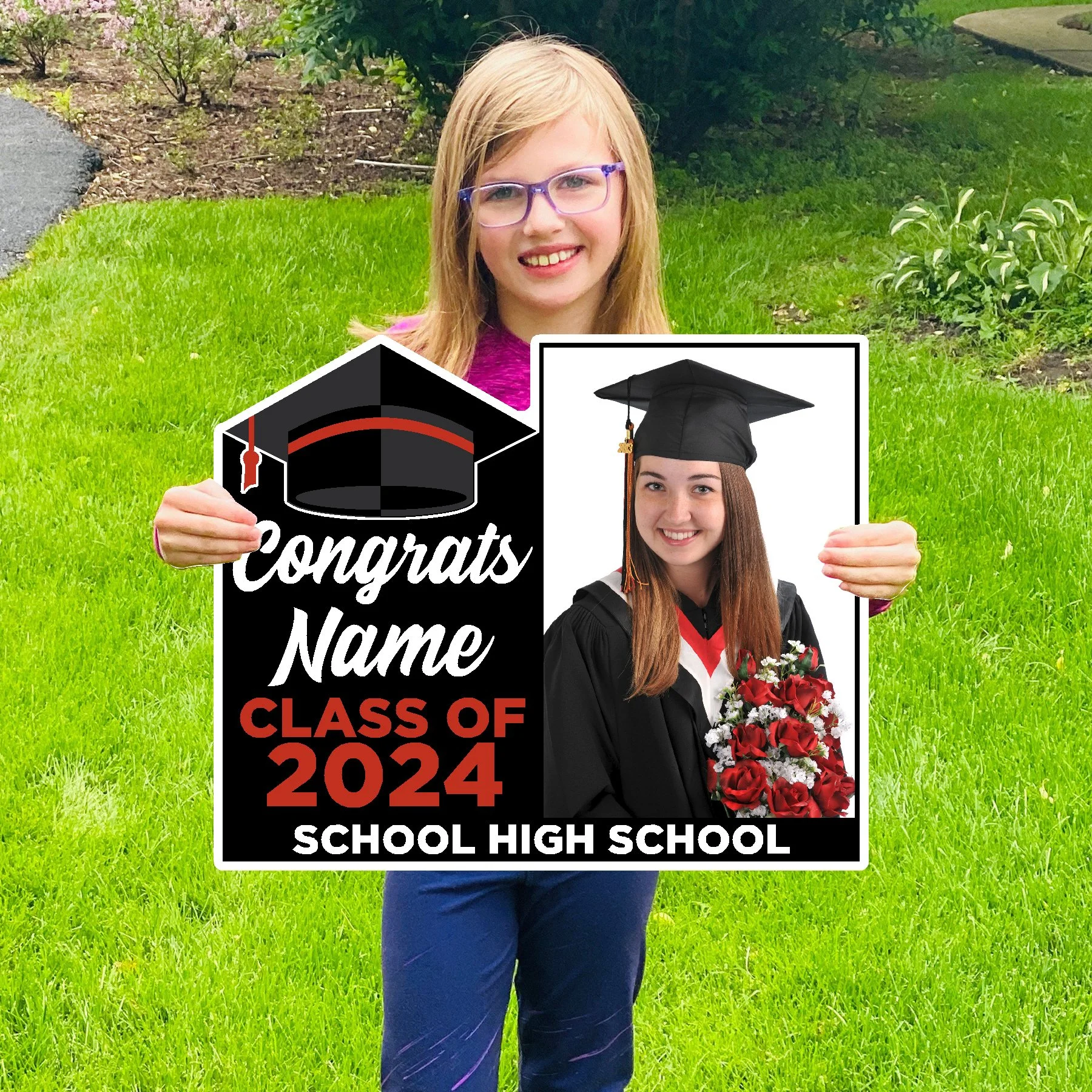 (YEAR) Congrats Grad! Customize Text and Colors — Custom Lawn Sign
