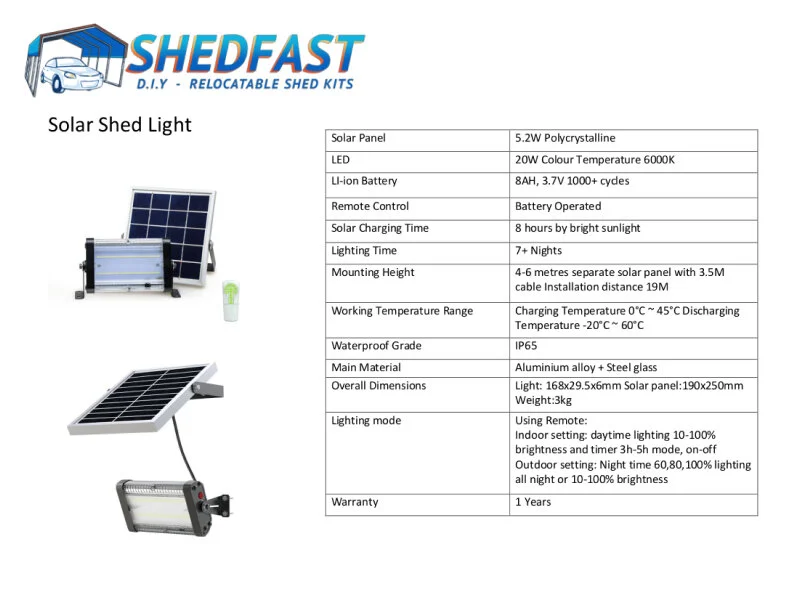Solar Light Information — ShedFast